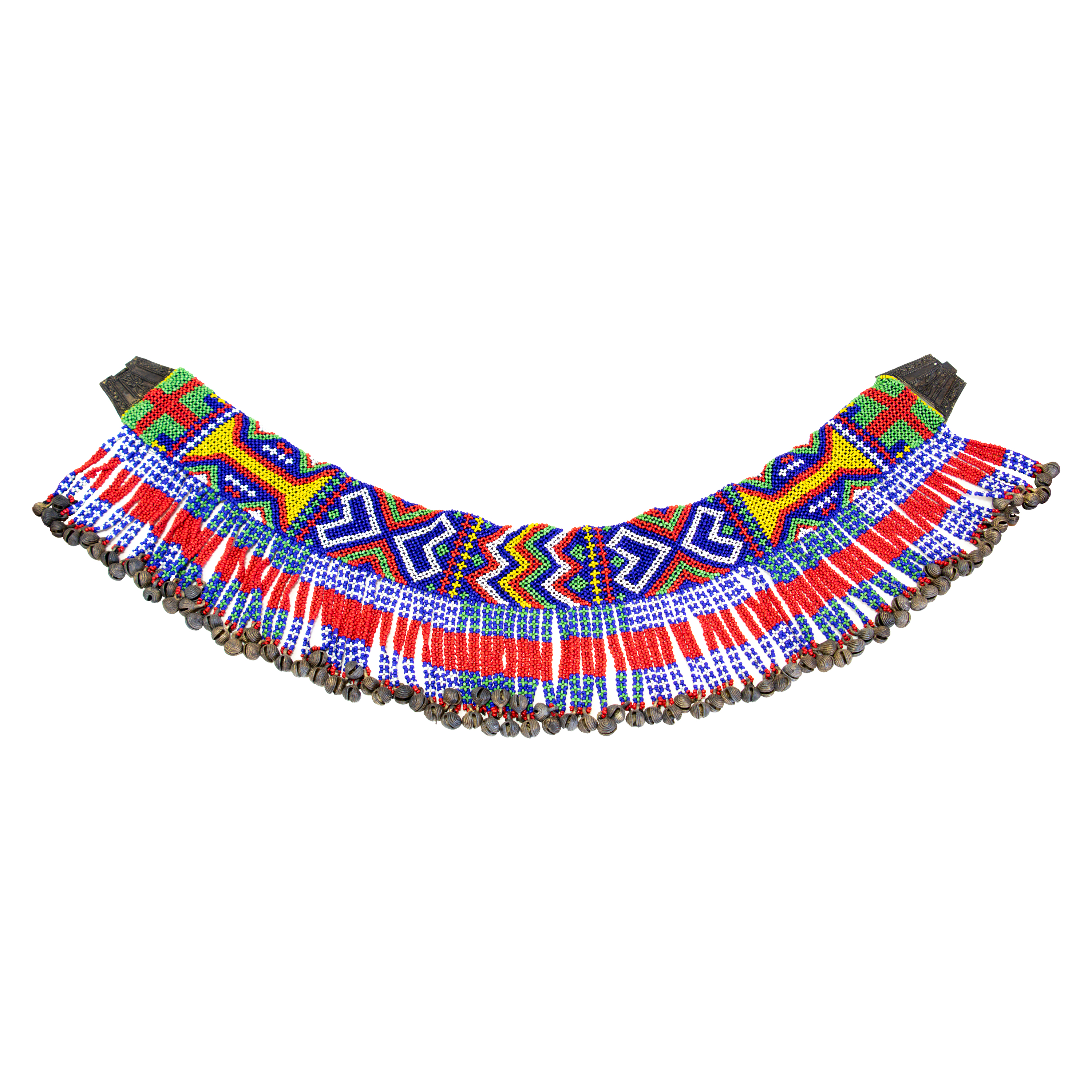 - A Bagobo belt with multicolored beads and brass bells