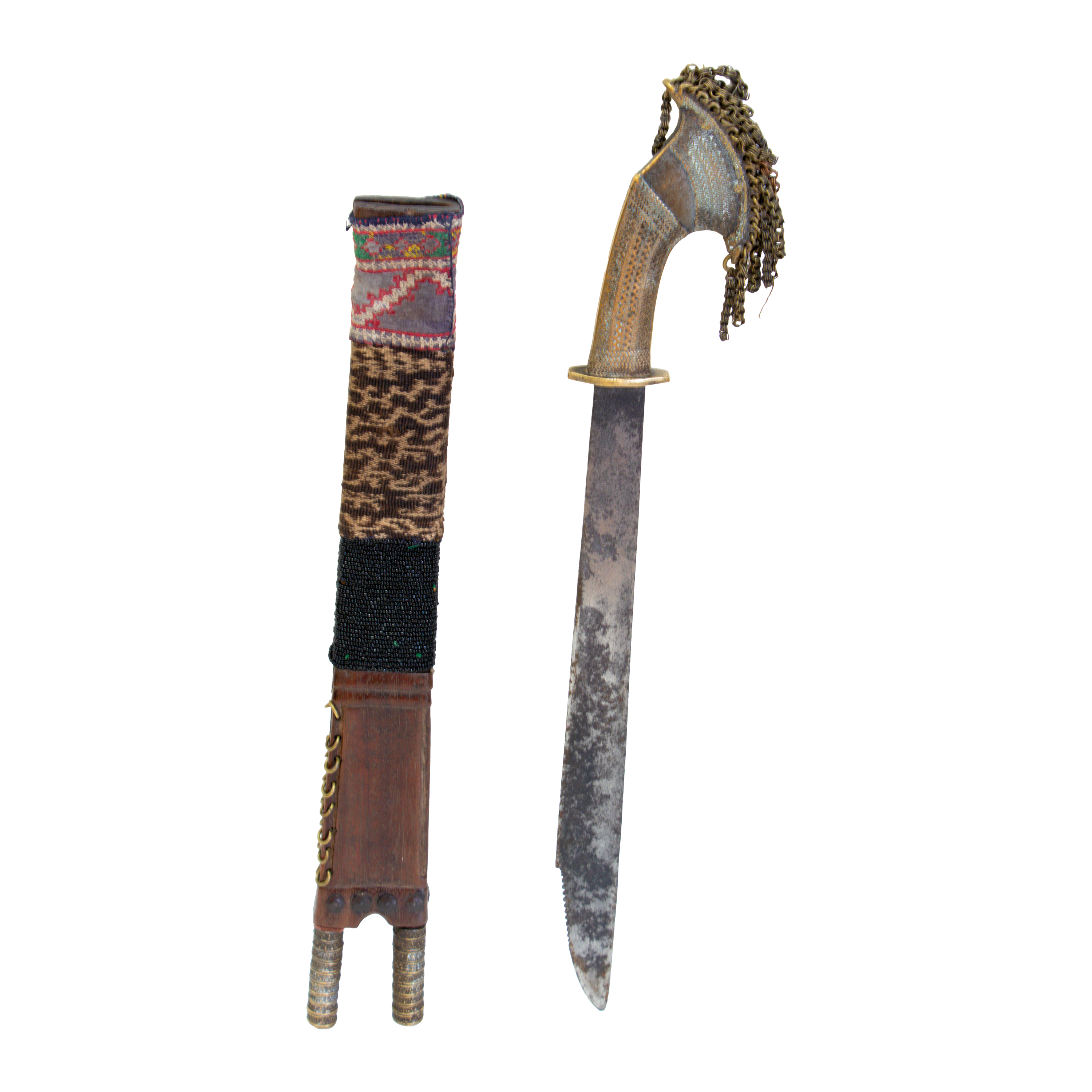 - A Bagobo straight-bladed kris with fine brass handle