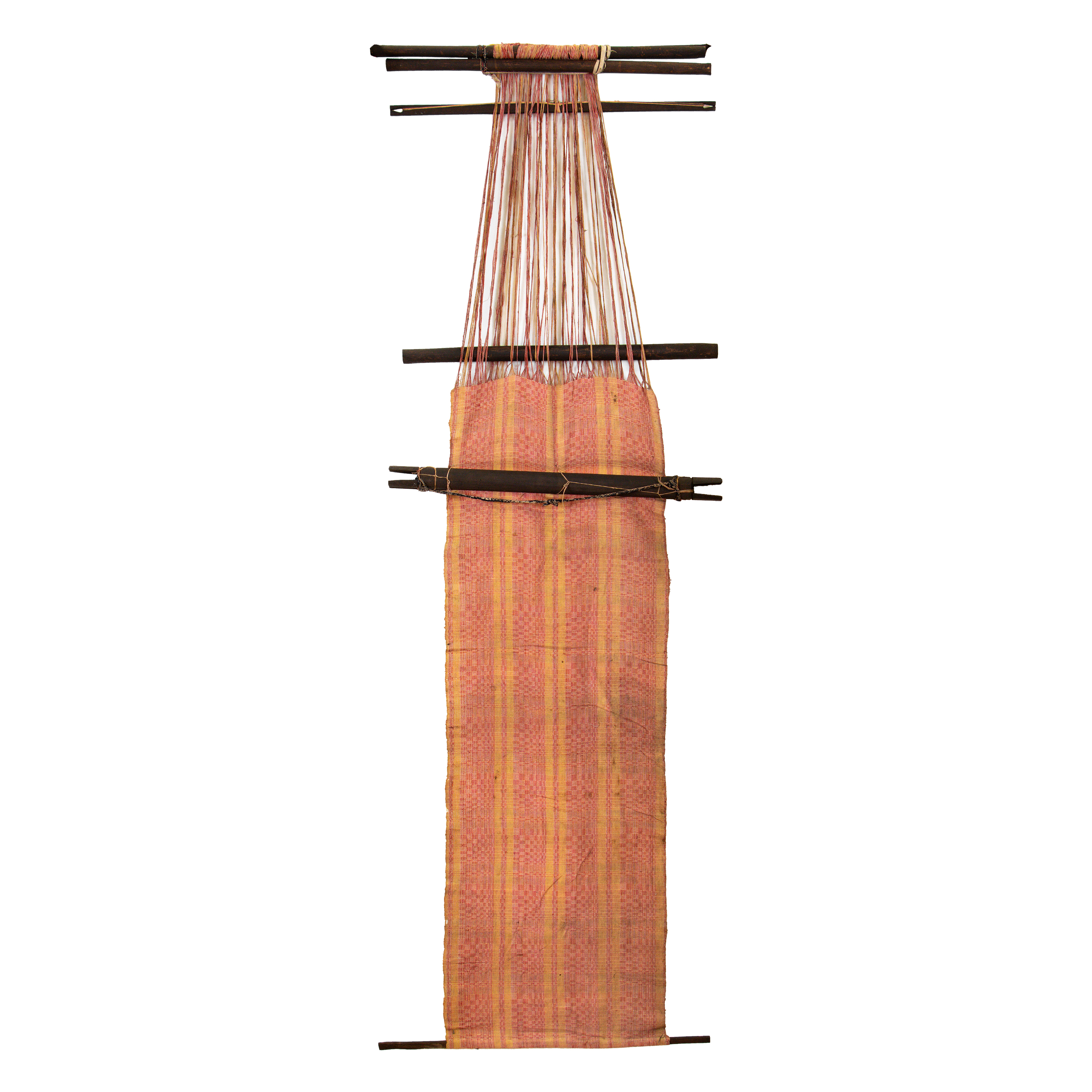 - A set of Itneg Binakol basketweave textile attached to backstrap looms