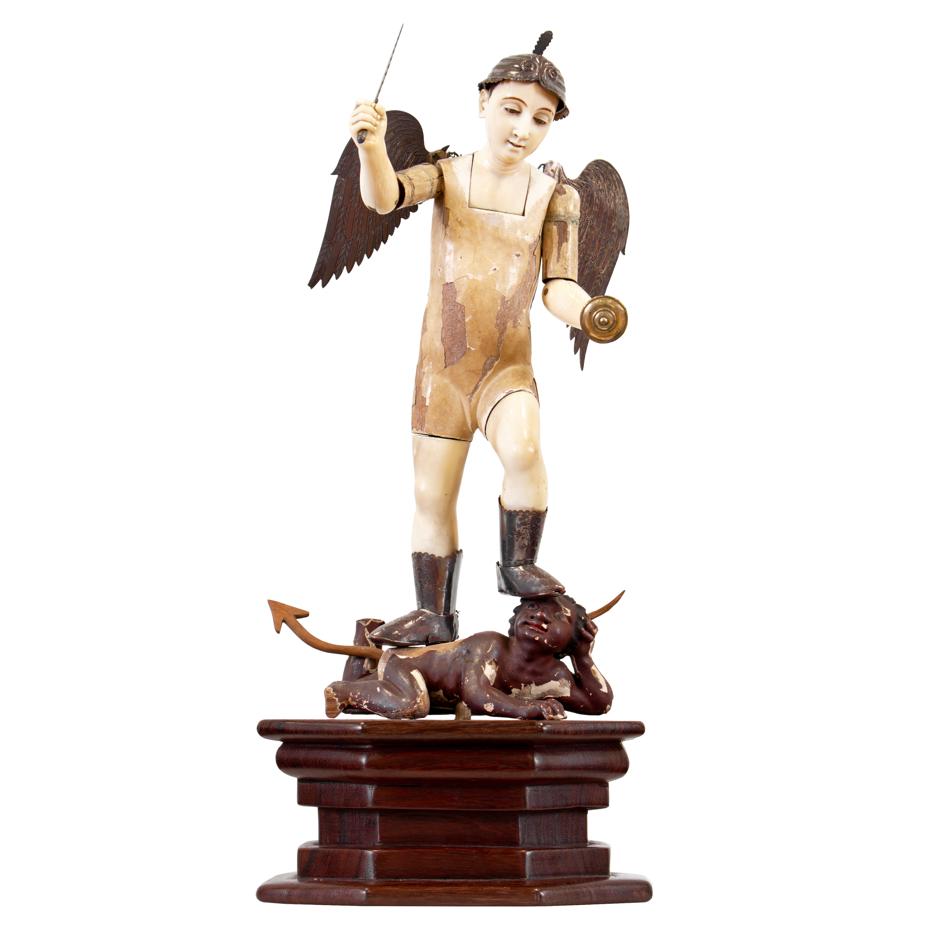 - An exhibition piece de gozne ivory ‘San Miguel Arkanghel’ figure with ...
