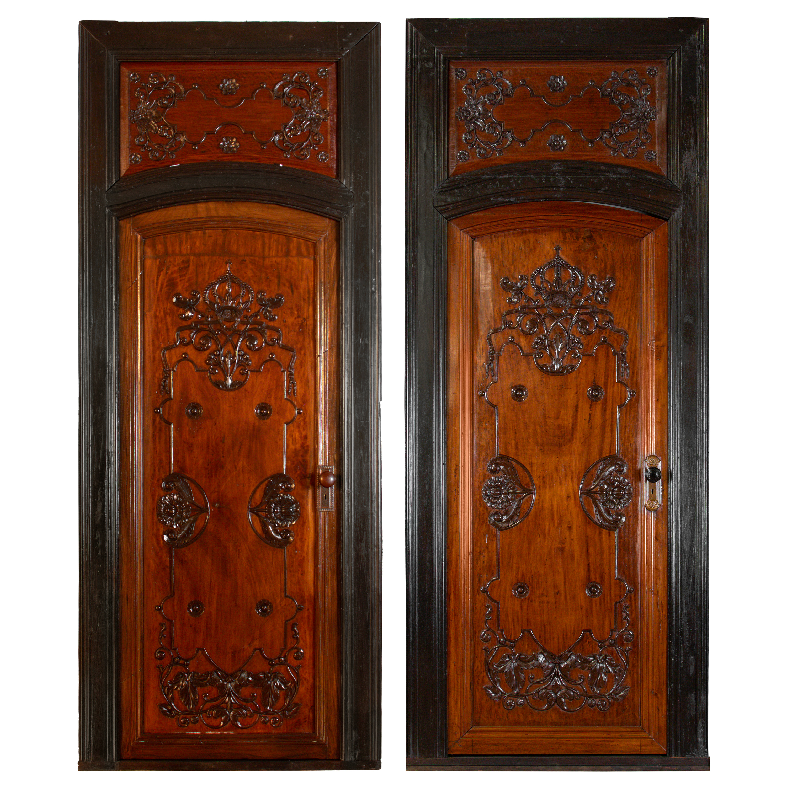 - A pair of Baroque style single doors with 'Auspice Maria' symbol motif