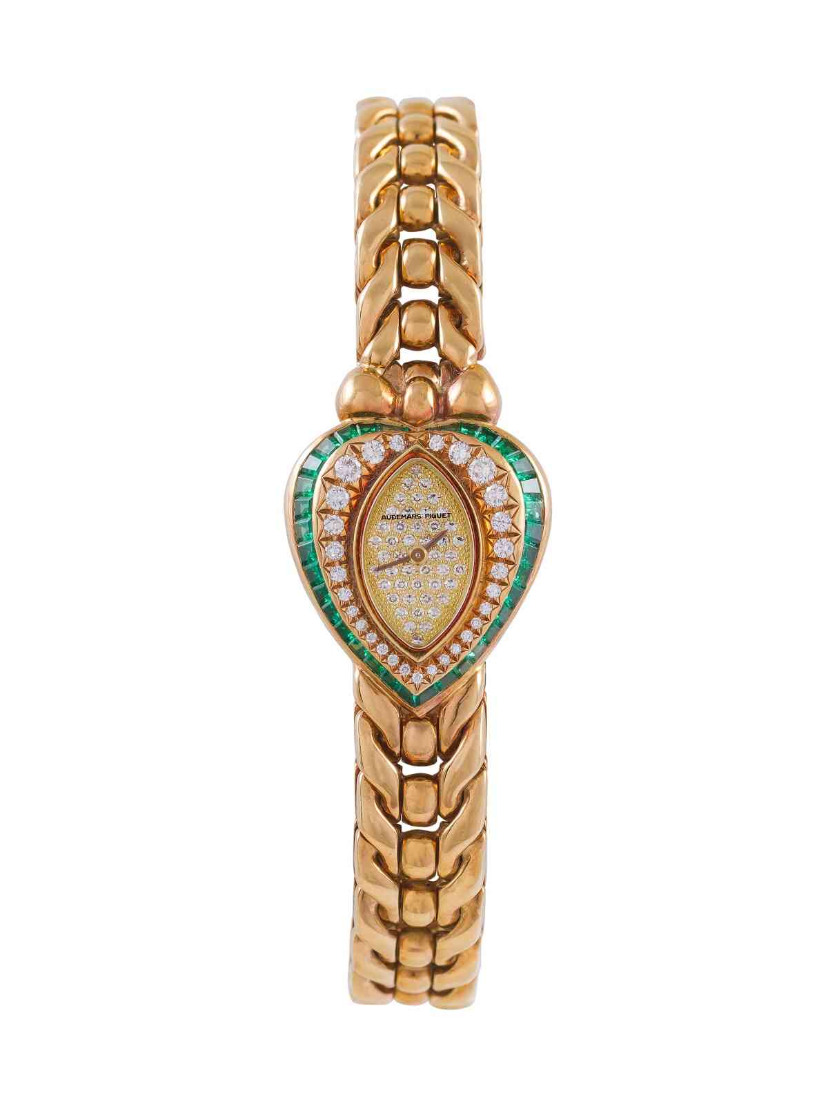 AUDEMARS PIGUET - A Rare Ladies Heart-Shaped Diamond and Emerald ...