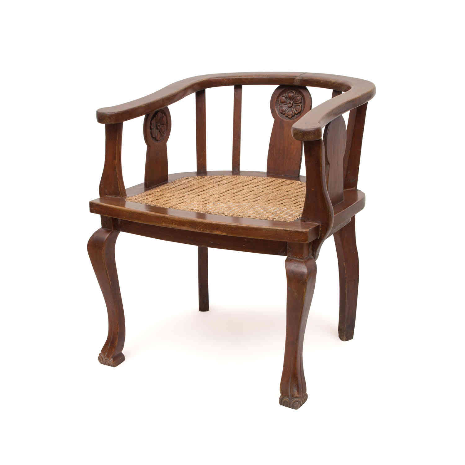 A red narra Art Deco chair with solihiya and ball and claw legs