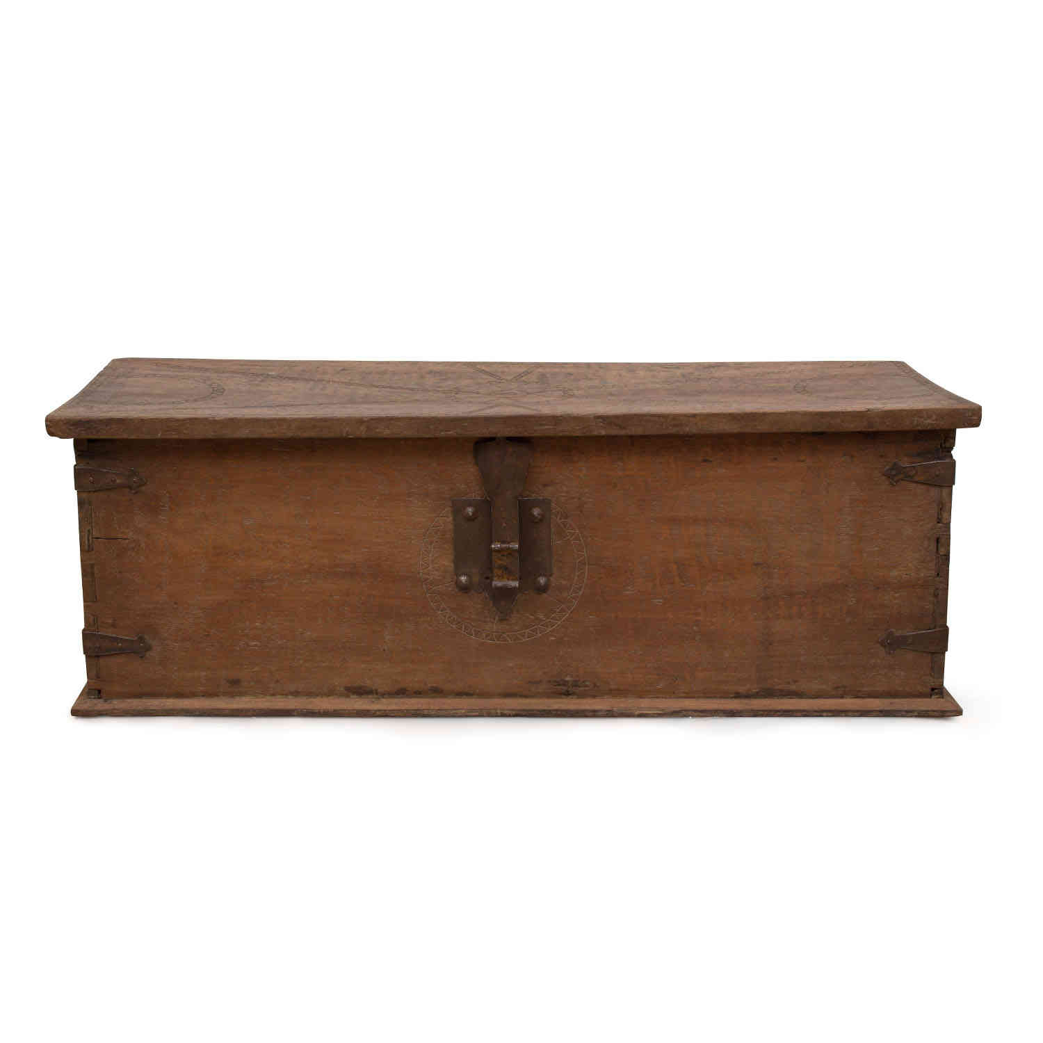A baul (chest) with carving and metal hardware - Bohol