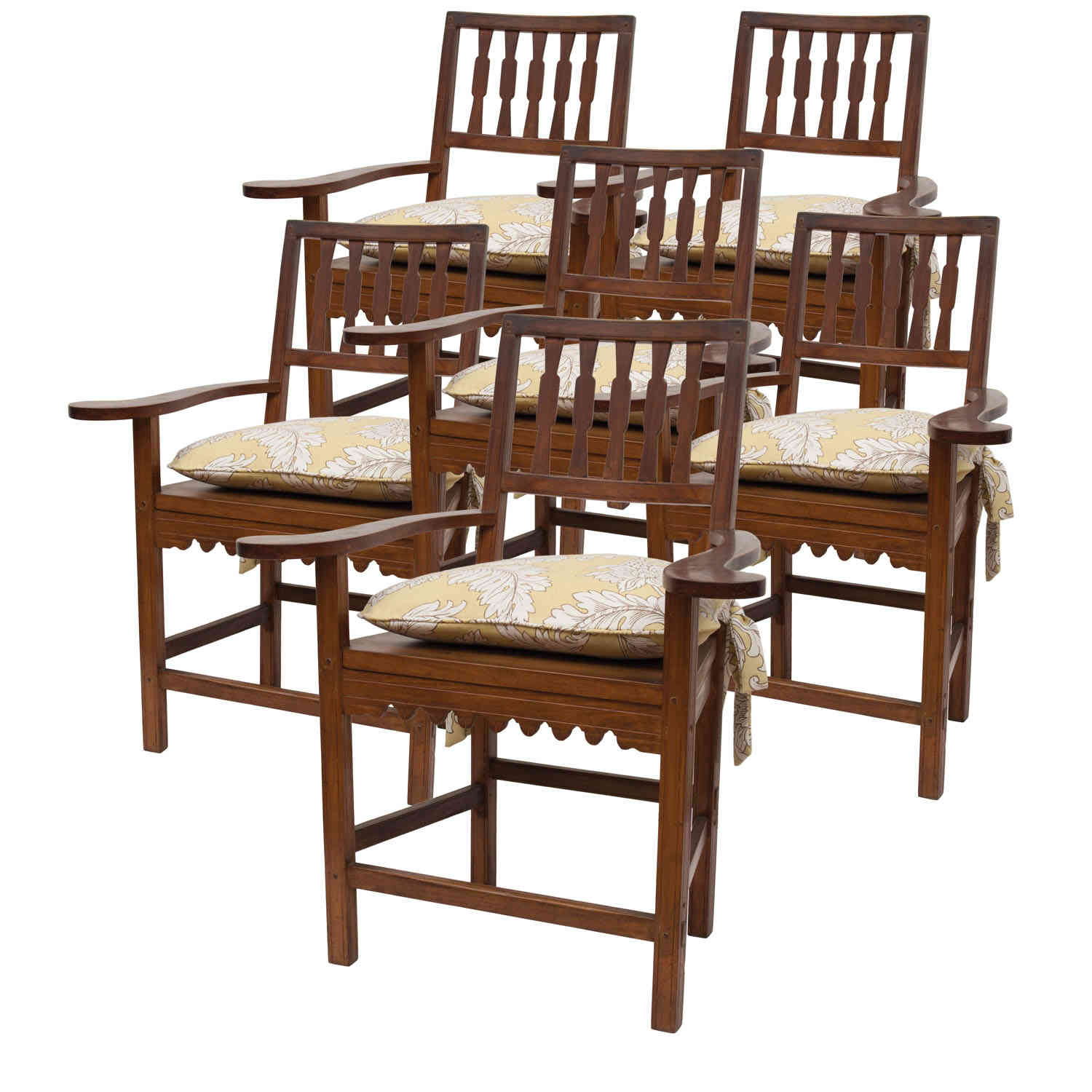 A lot of 6 wood arm chairs