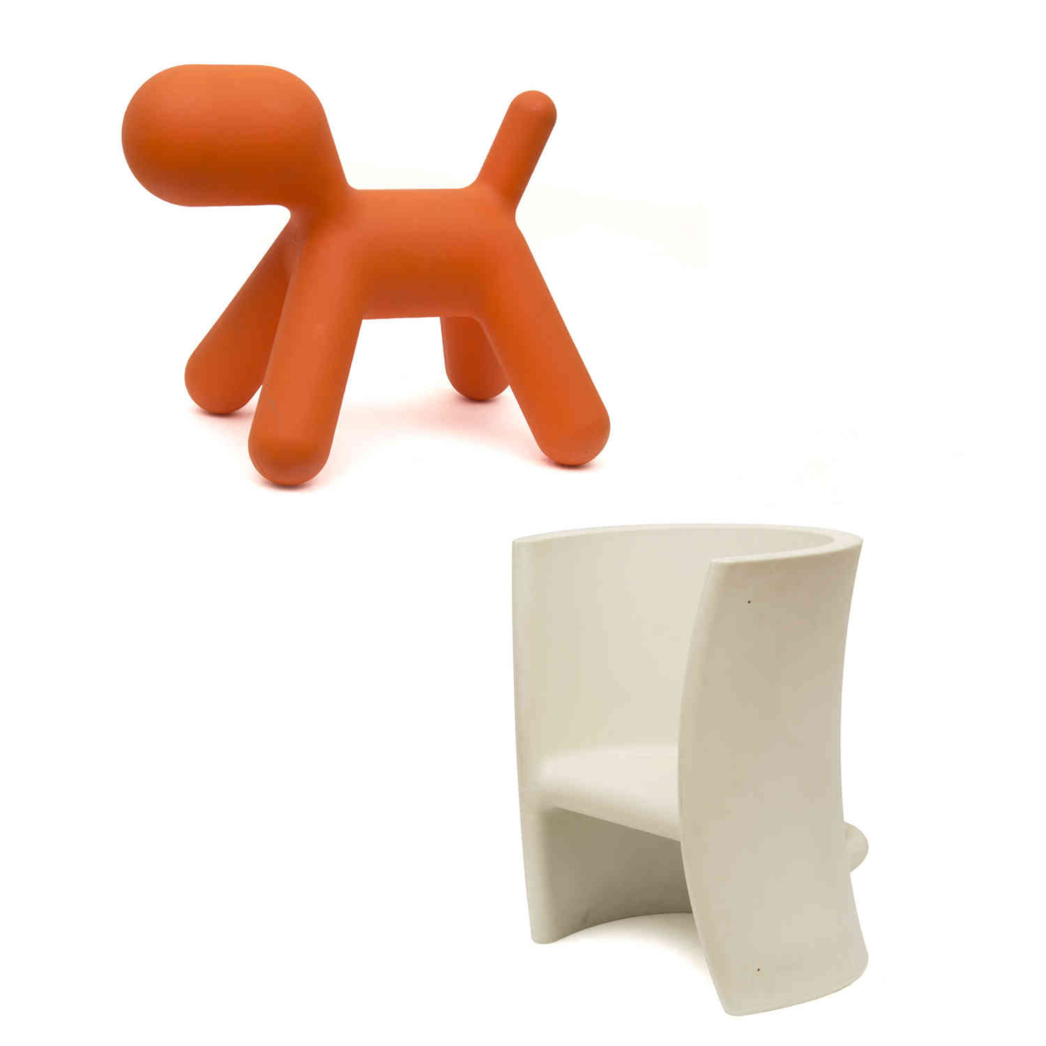 Magis - A large orange 'Puppy' and a 'Trioli' children's chair