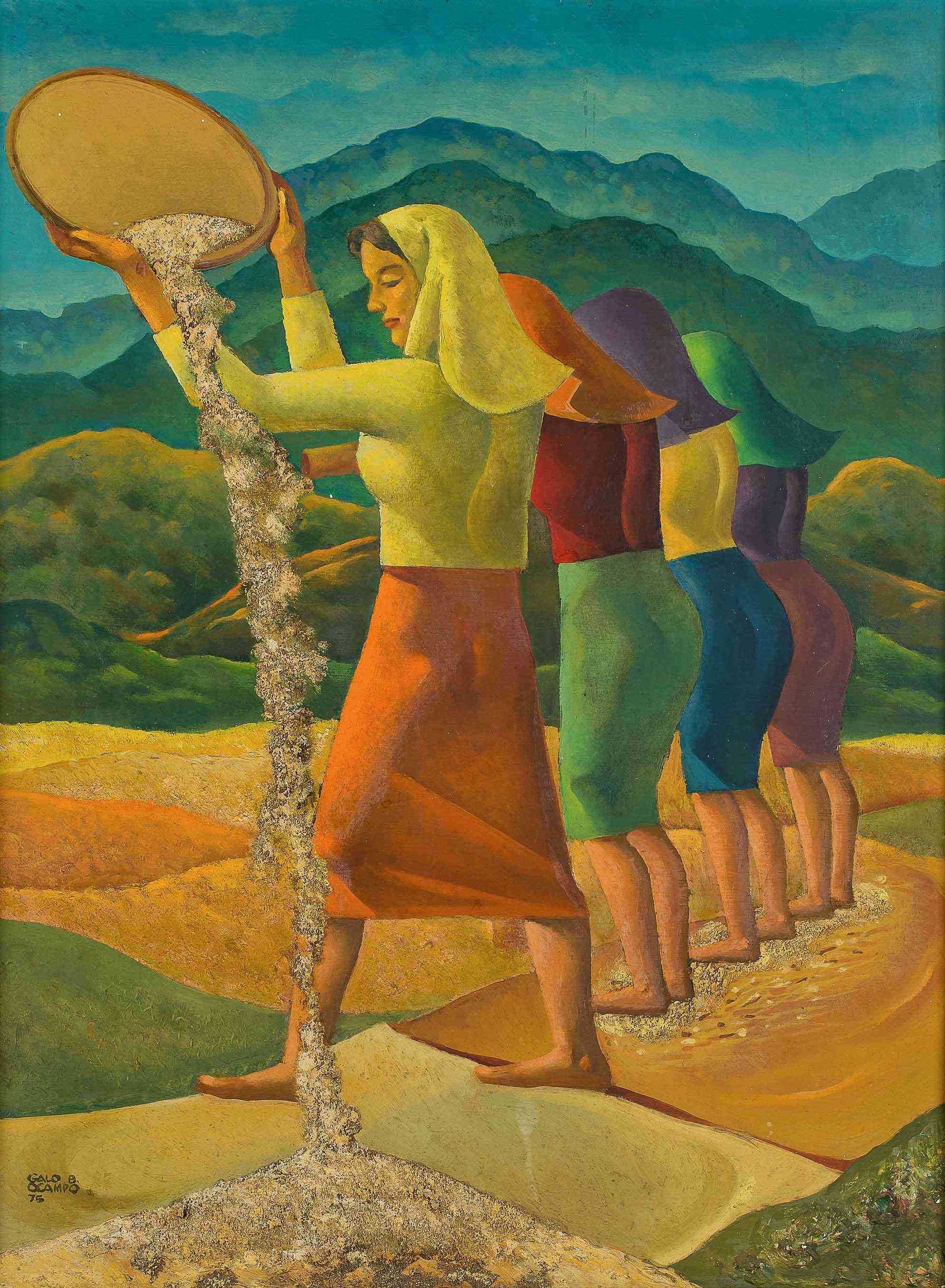 Galo Ocampo (1913–1985) - Untitled (Winnowing Rice)