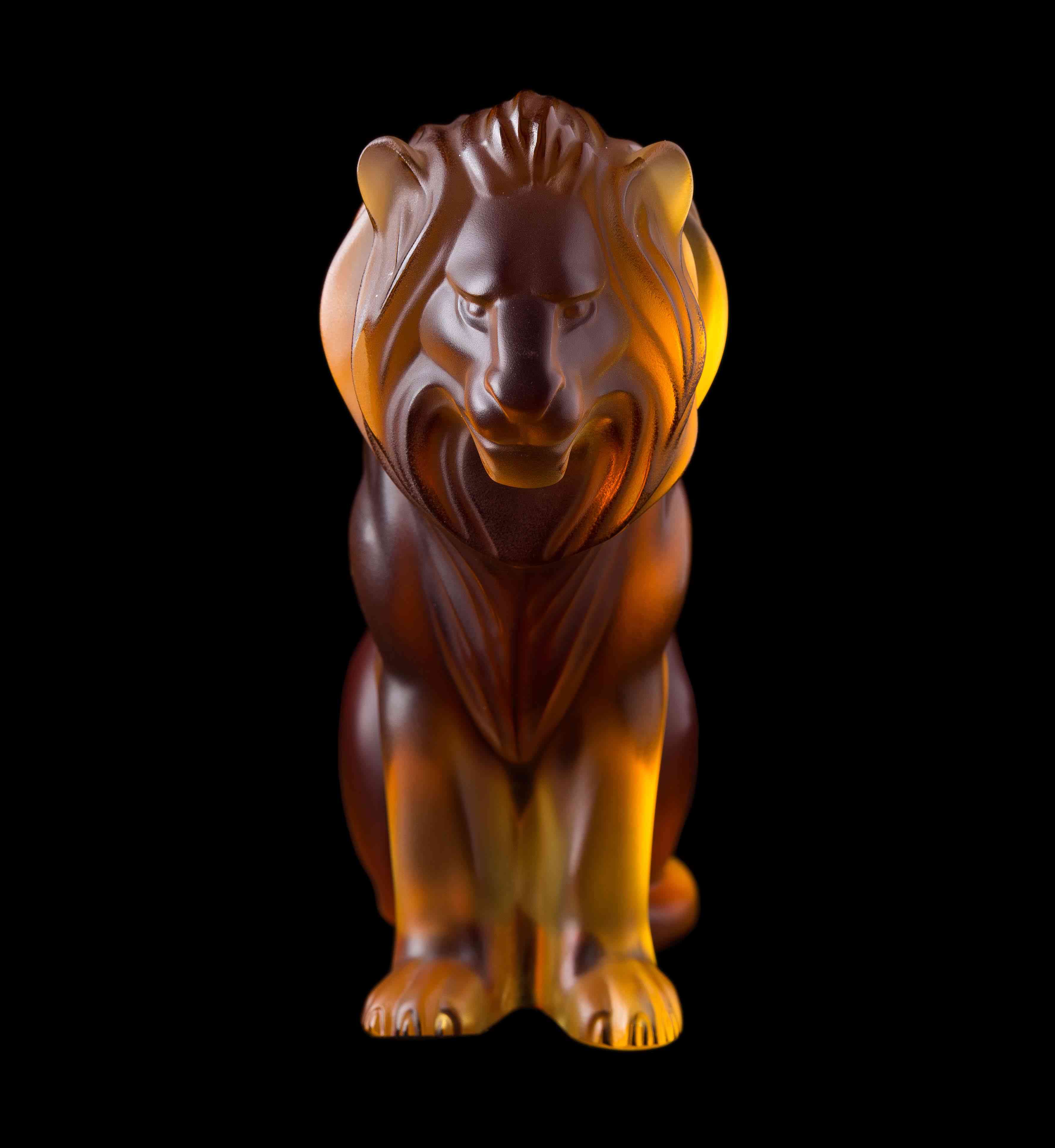Lalique - An amber crystal 'Bamara Lion'