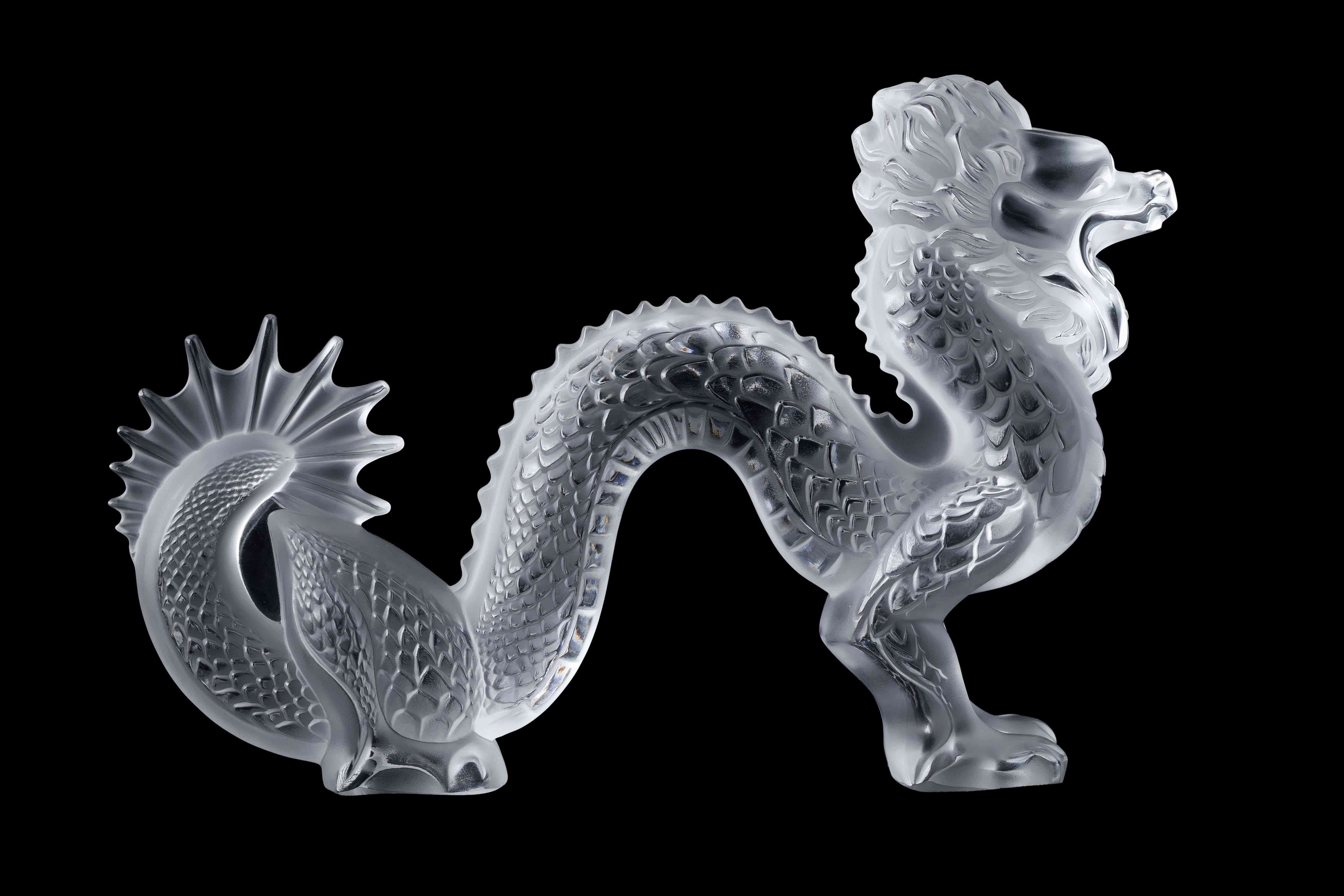 Lalique - A crystal 'Large Clear Dragon'