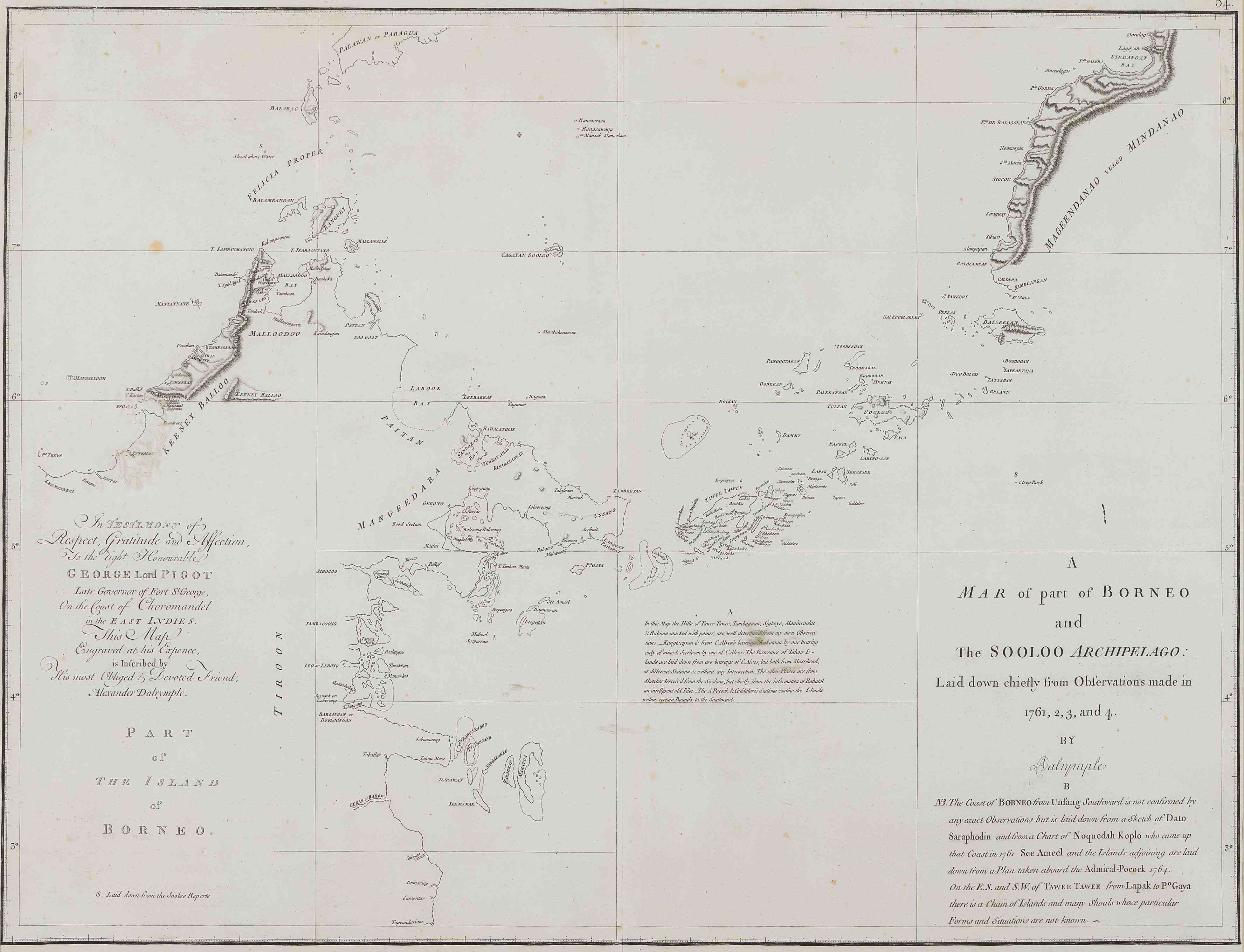 Alexander Dalrymple - A Mar of part of Borneo and the Sooloo Archipelago