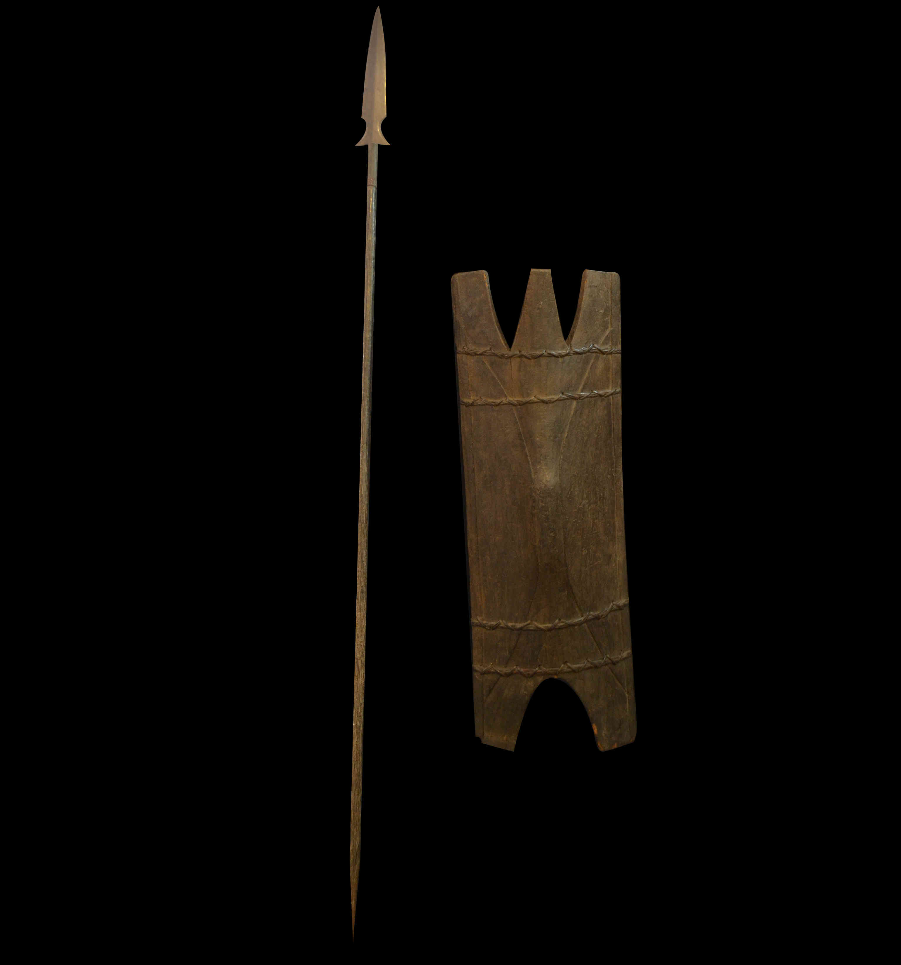 Shield "Kalasag" and Spear - A Good Shield of the Bontoc Area, Carved ...