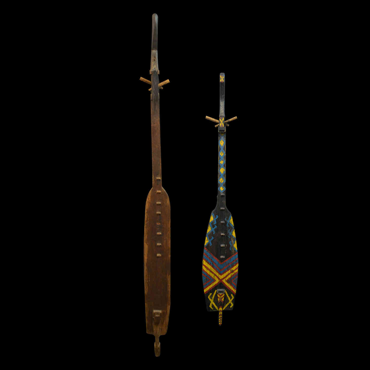 A Lot of Two Bagobo Lute "Kutiyapi" - Two-Stringed, Fretted Boat-Like ...