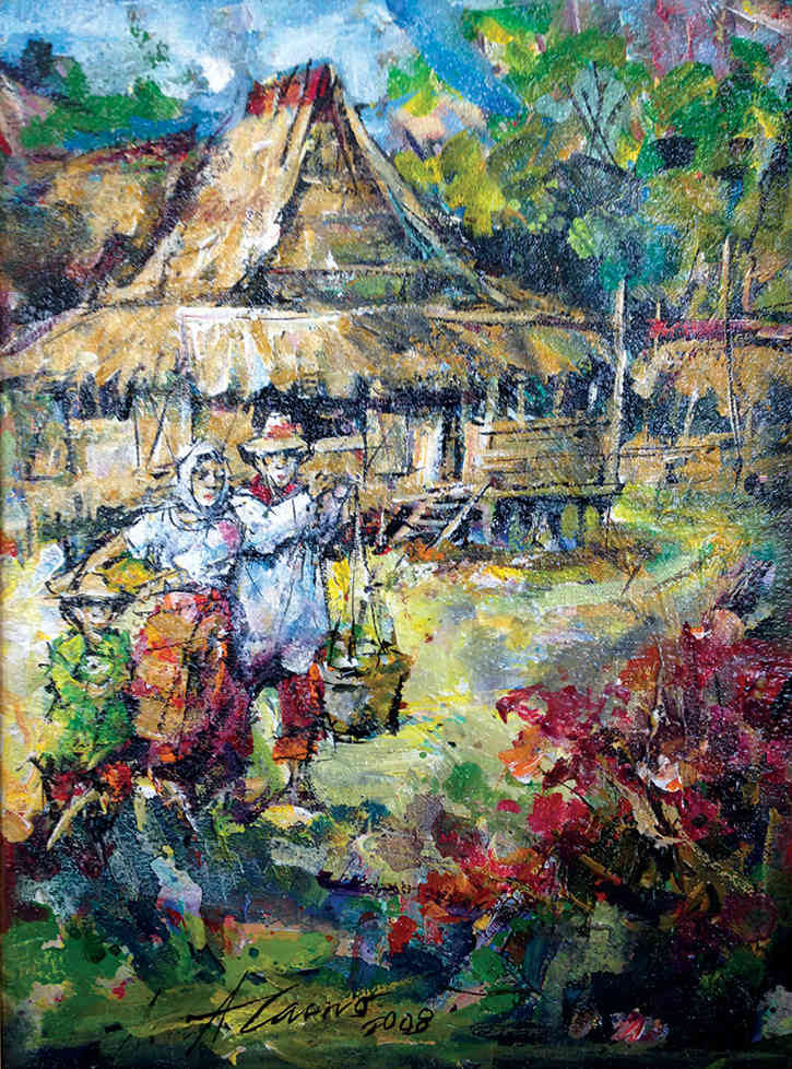 Angel Cacnio - A lot of two acrylic on canvas paintings