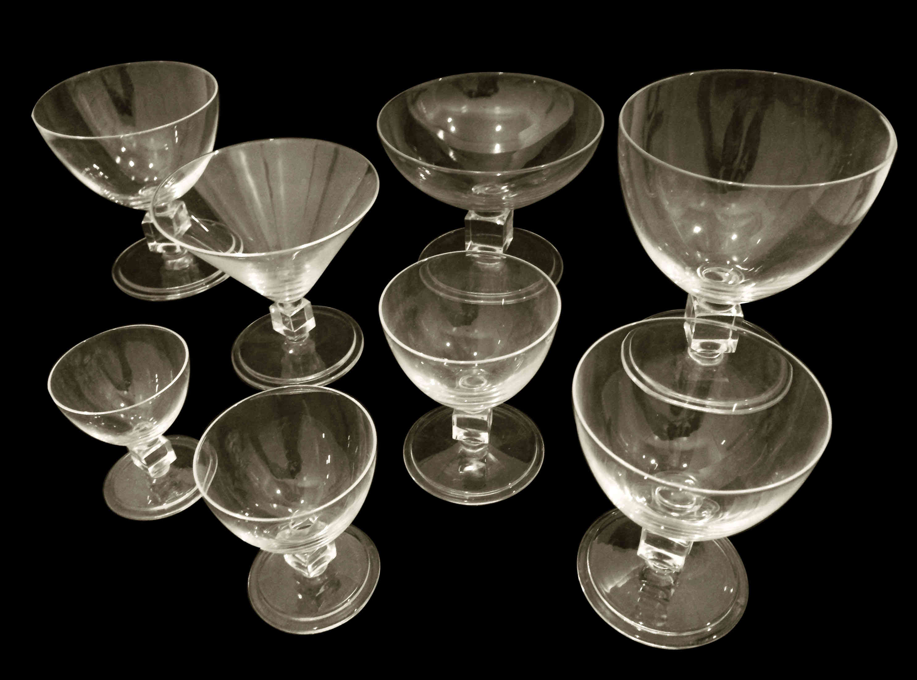 A modernist German crystal service for 12, circa 1940s, 96 pcs