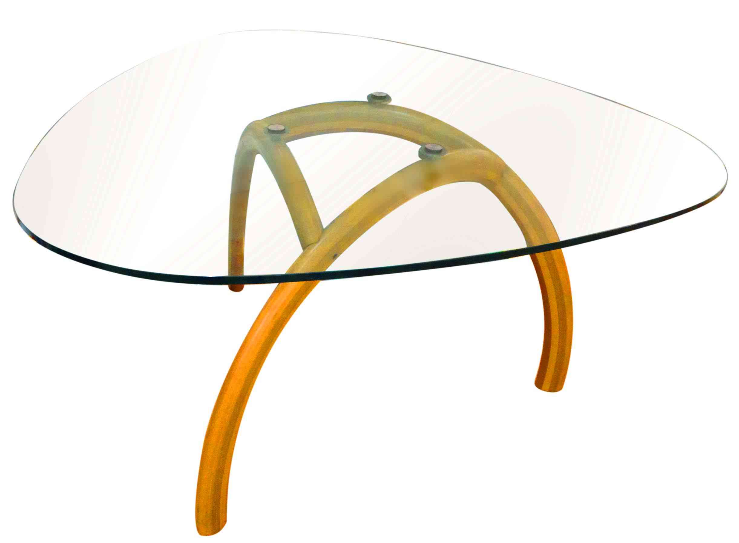 A contemporary console table with rounded tripod legs in bleached wood ...