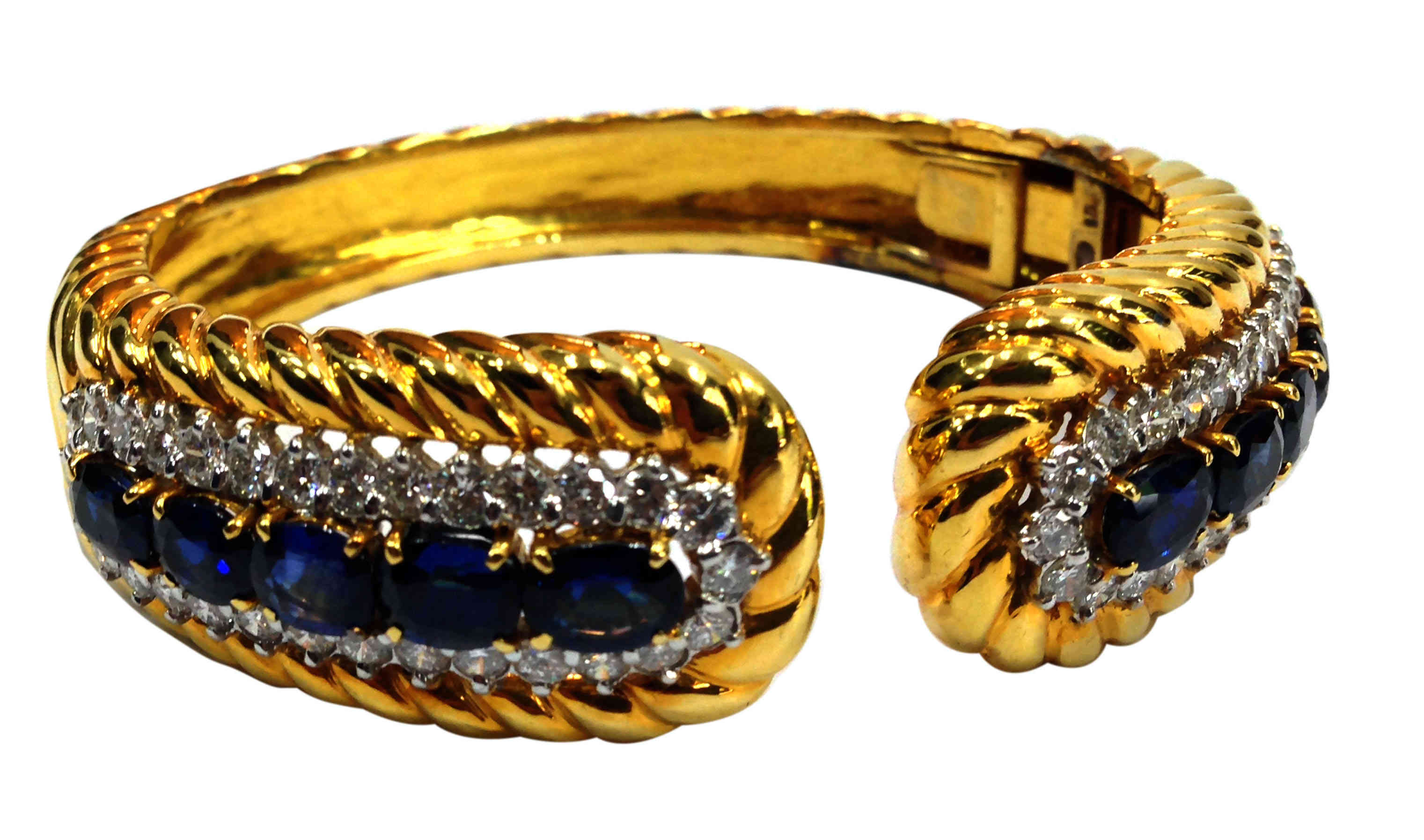 A sapphire and diamond bangle