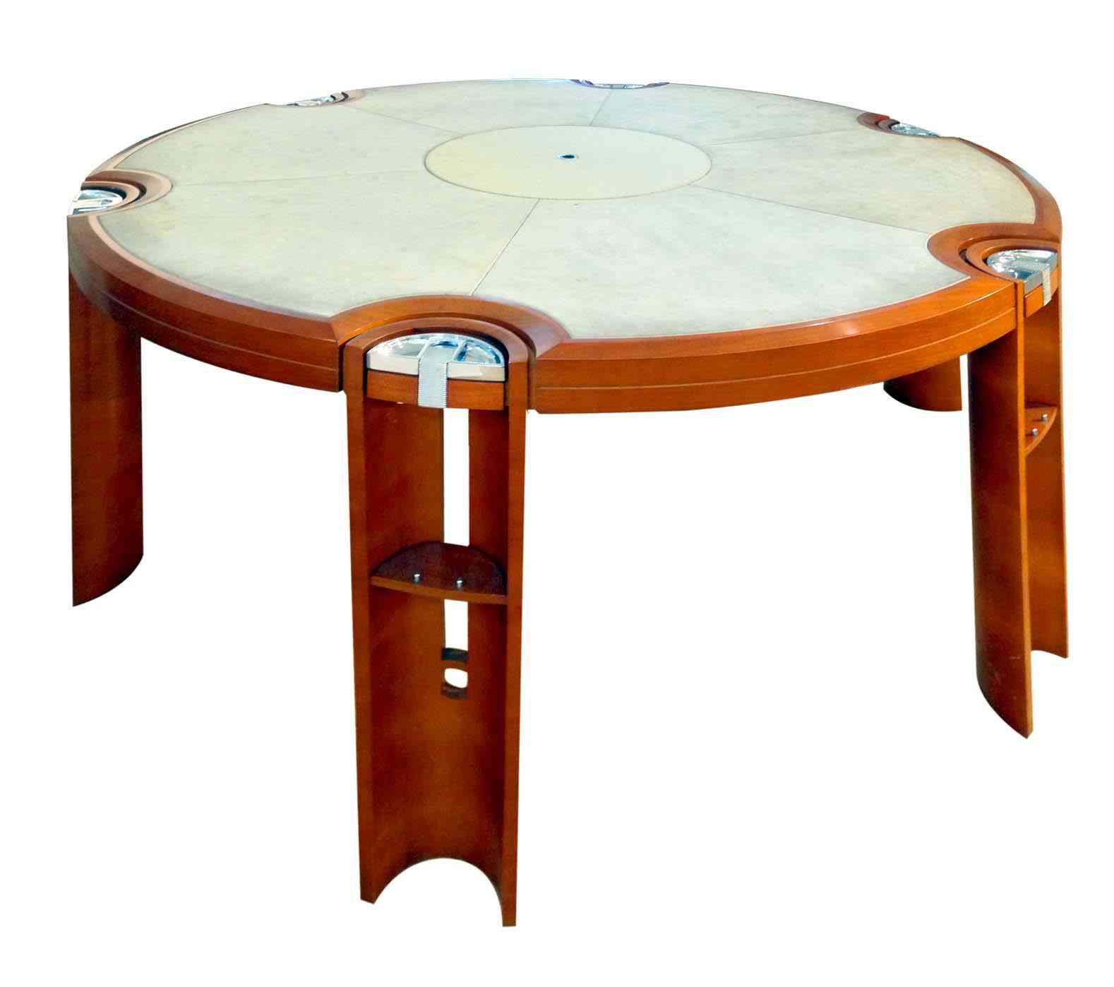Jaime Tresserra - 'Jocker' poker table in peach wood with suede leather top