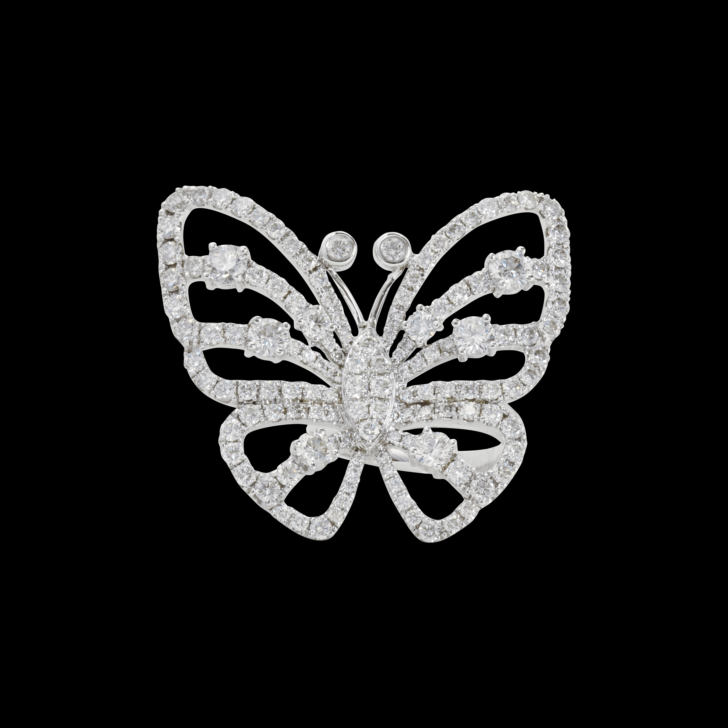 - A 4.09 tcw diamond butterfly ring set in 18k white gold, VVS-VS1, VVS ...