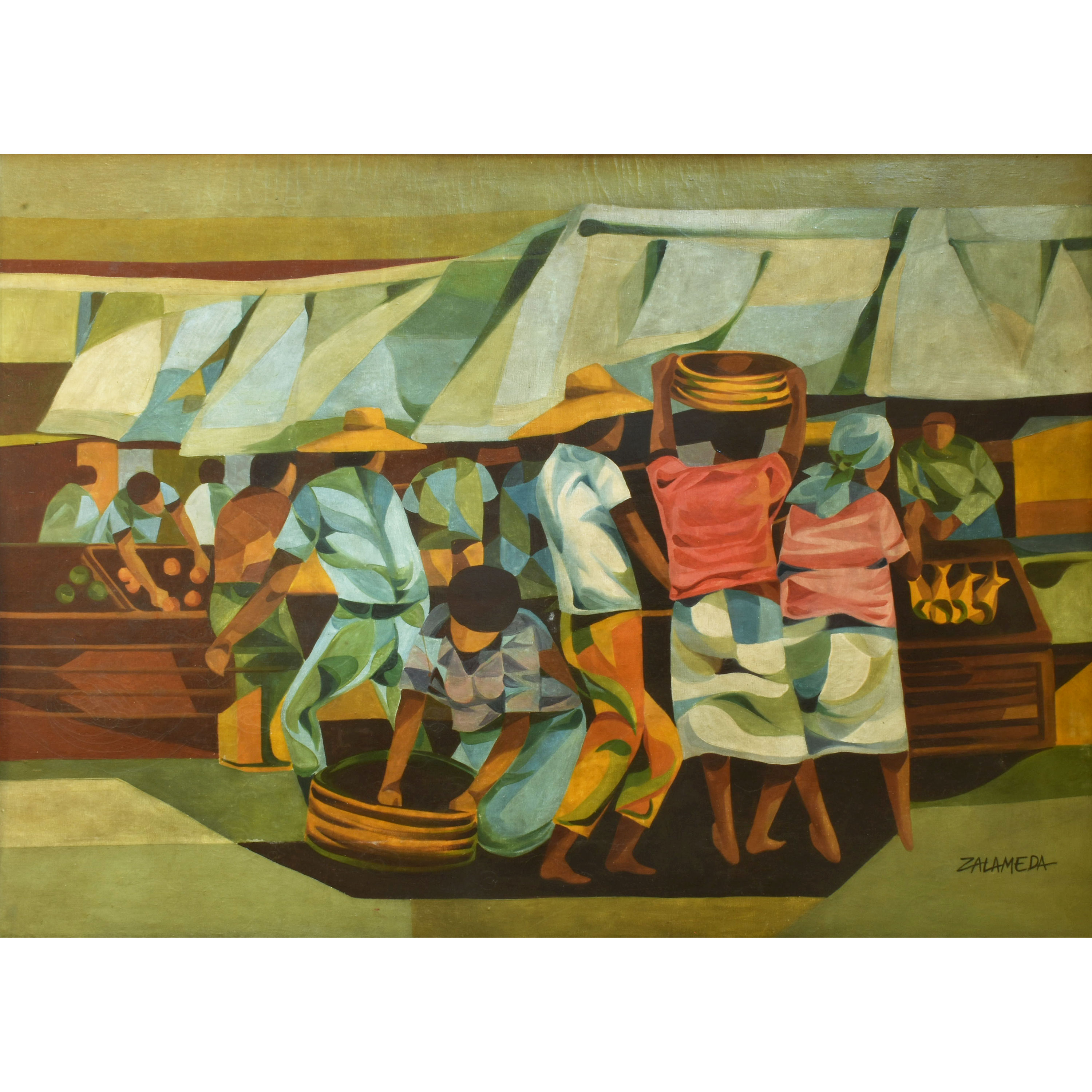 Oscar Zalameda (1930-2010) - Untitled (Market Scene)