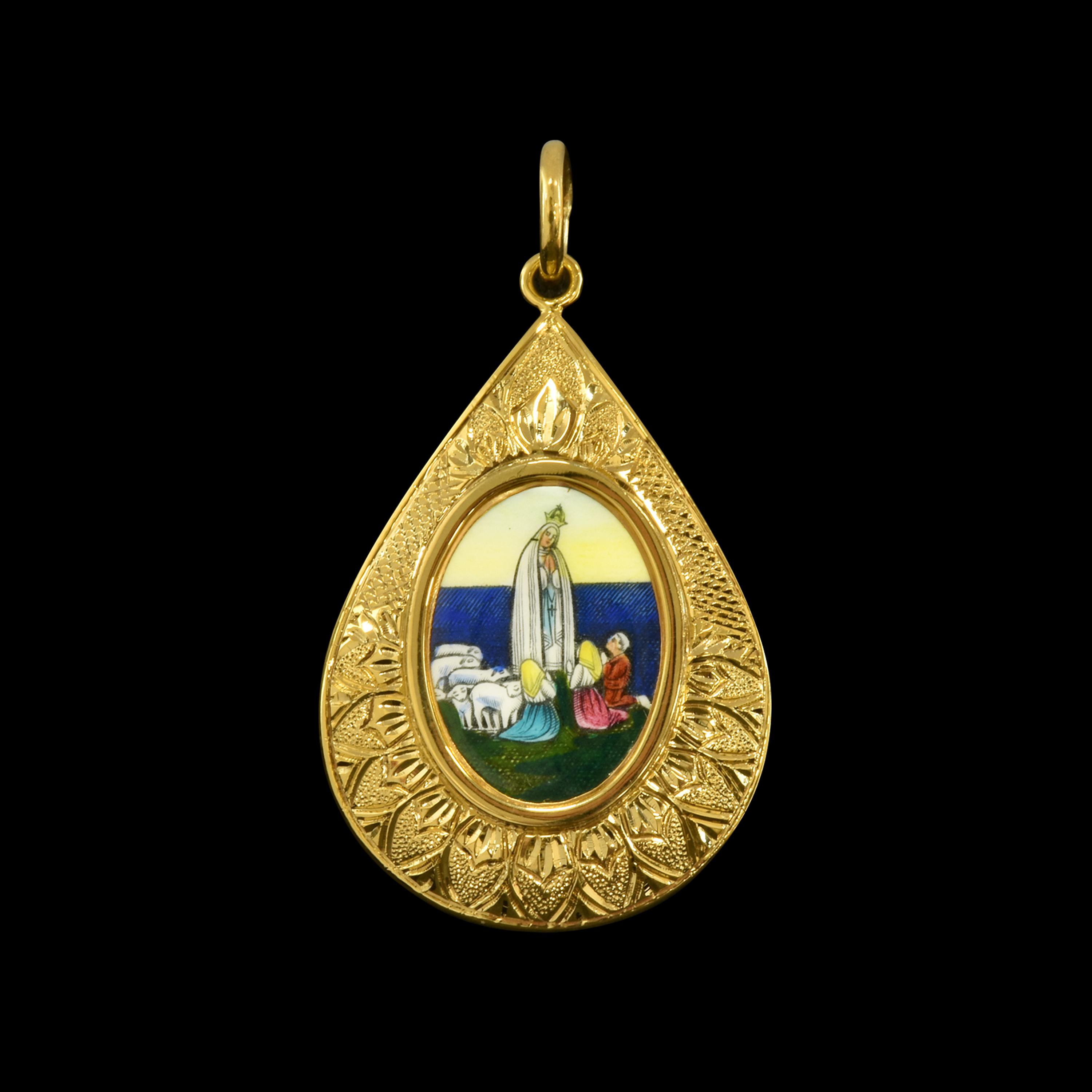 - Our Lady of Fatima gold & esmalte pendant