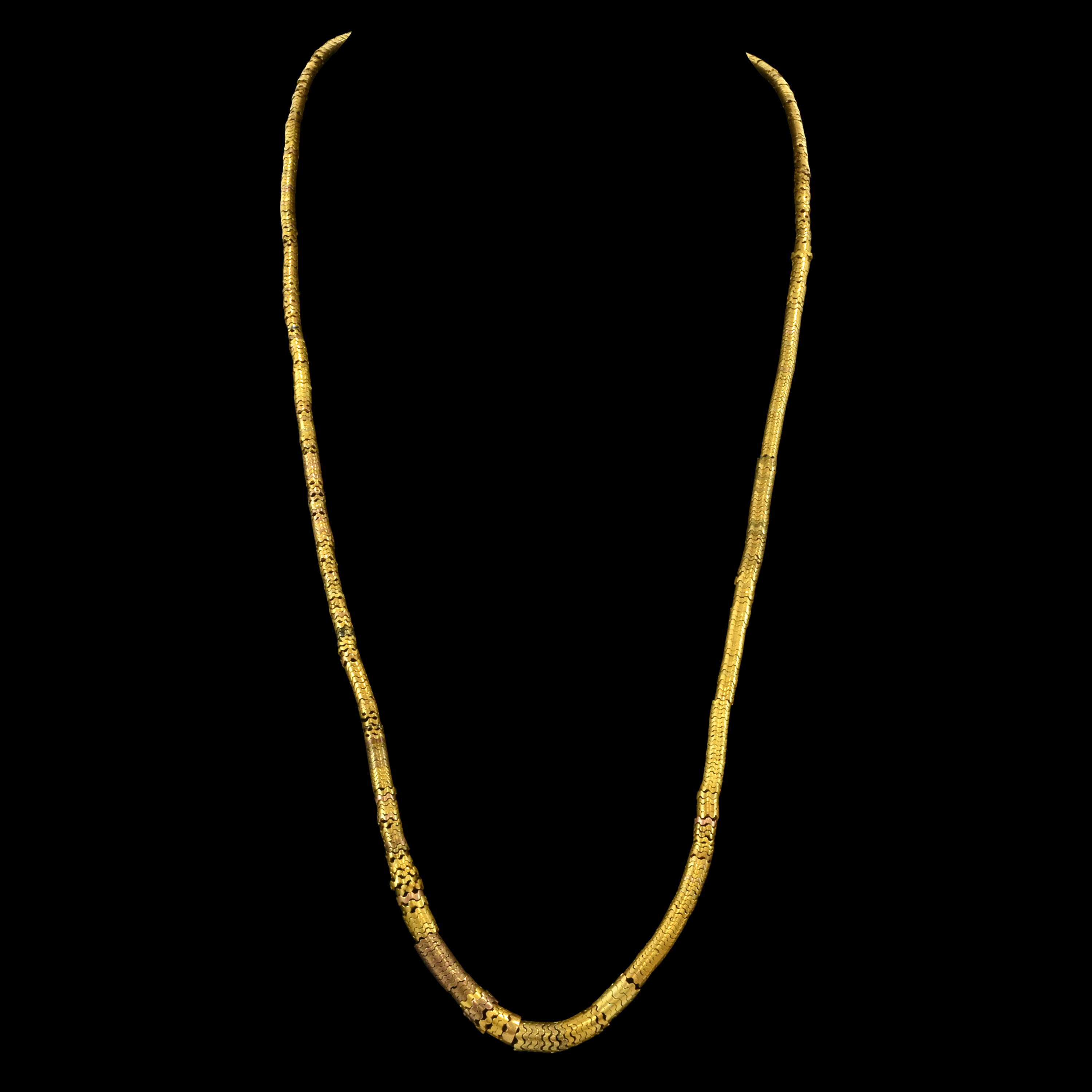 - An excavated 16k gold gear bead Kamagi necklace