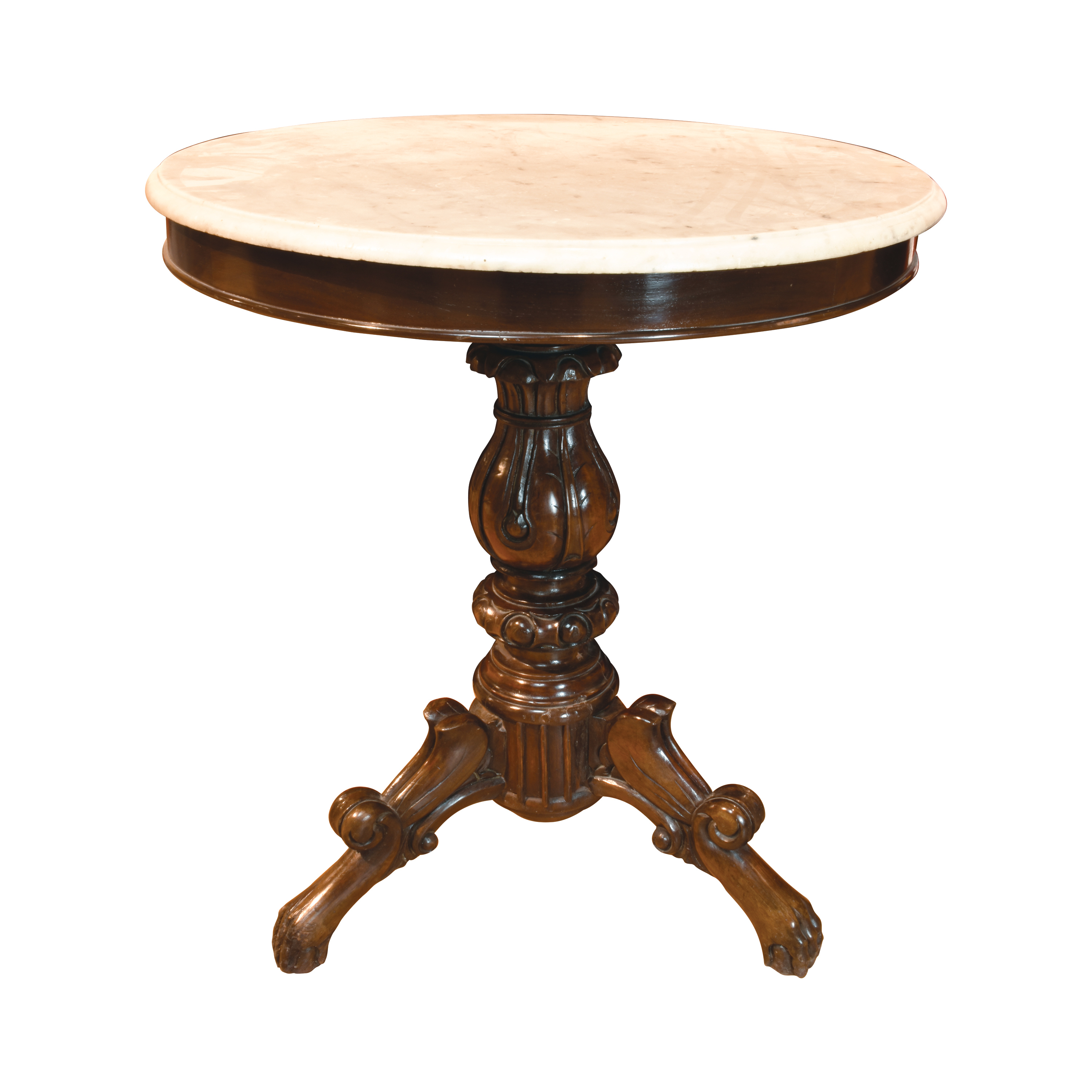 - A Rococo round marble top occasional table