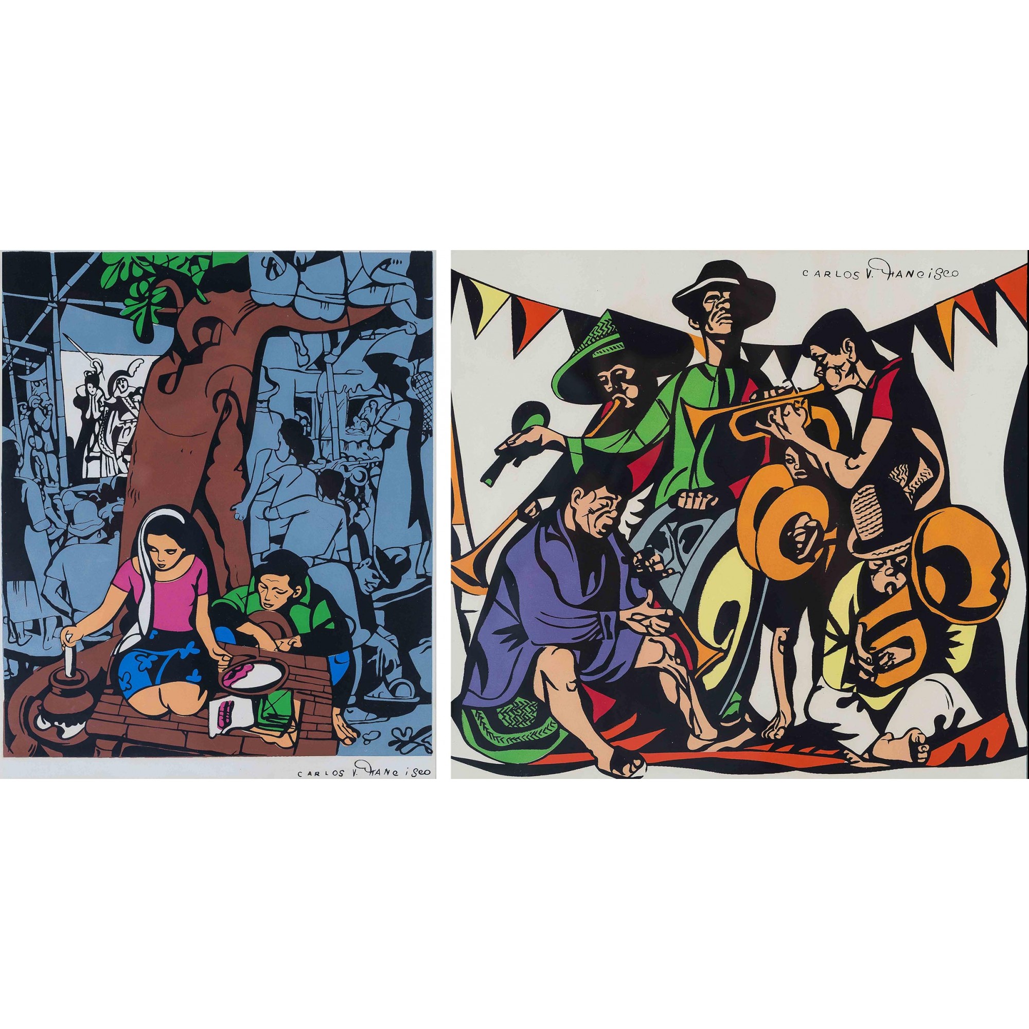Carlos 'Botong' V. Francisco (1912–1969) - A lot of two serigraphs
