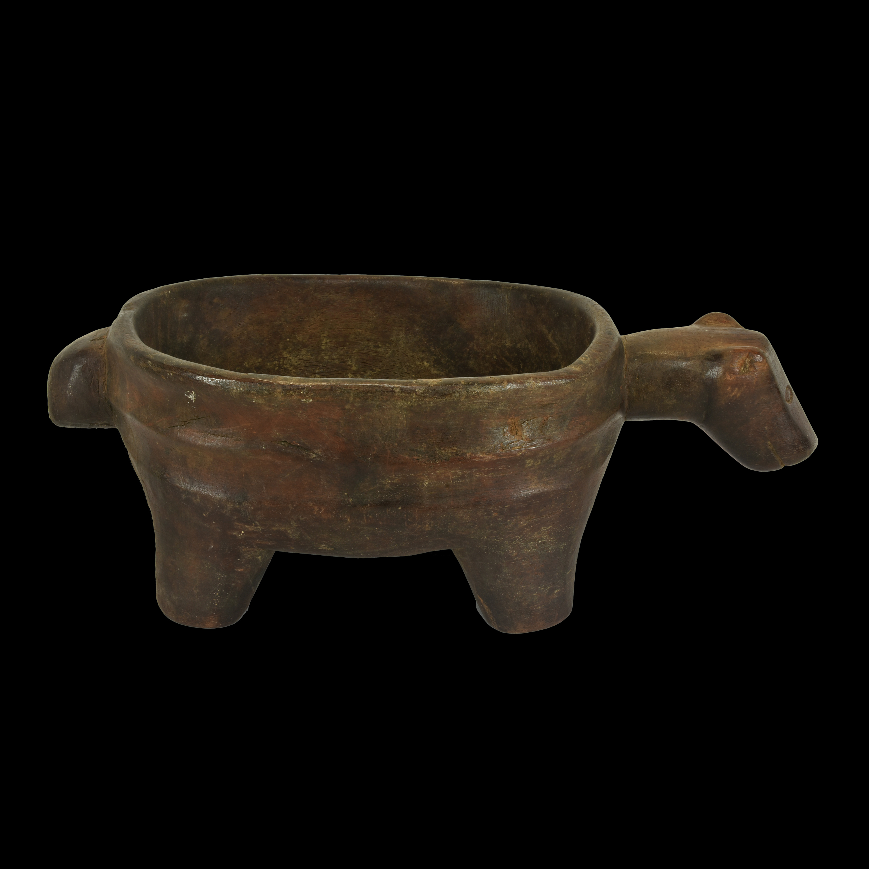 - A Kinahu or a footed deep oval zoomorphic bowl with stylized dog’s ...