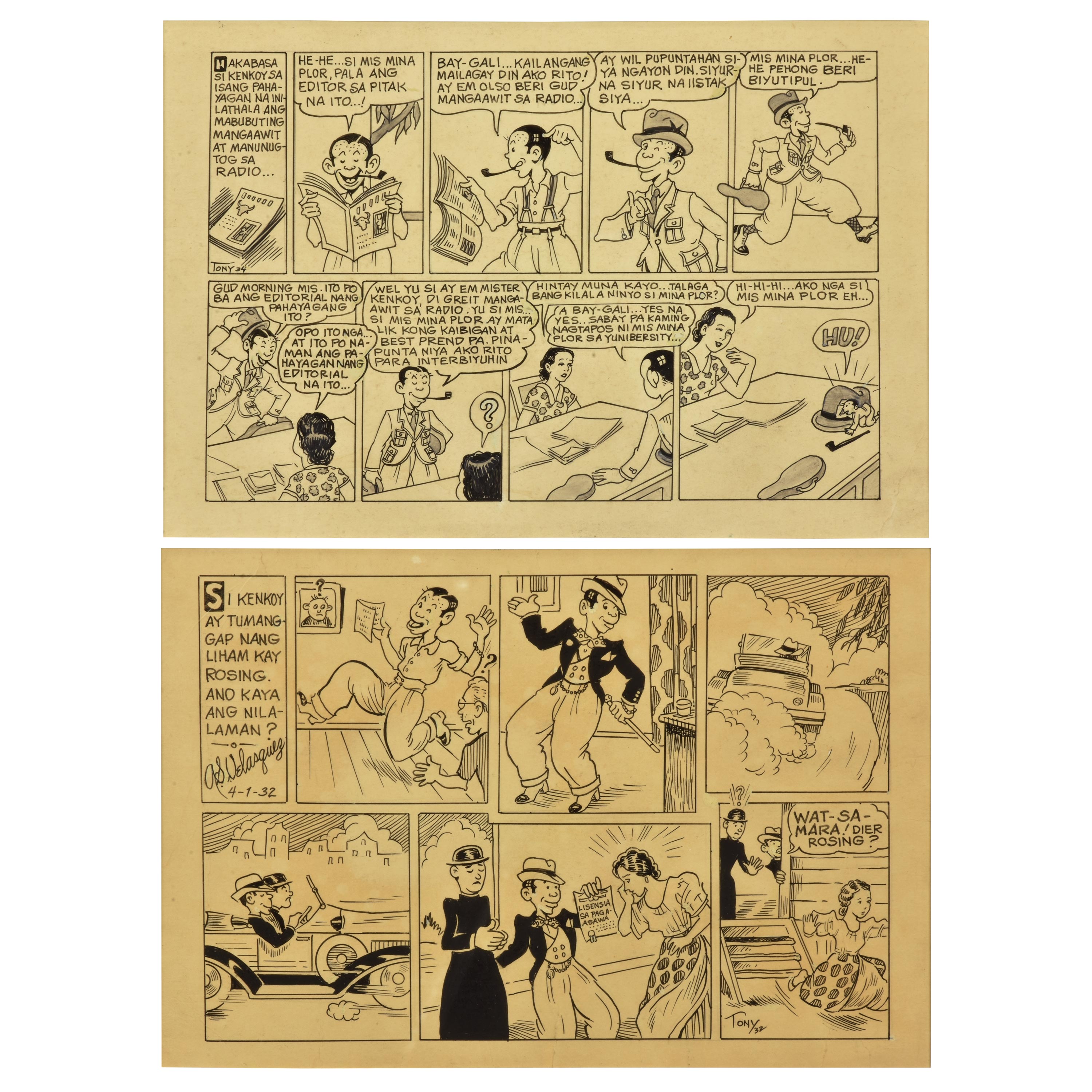 Tony Velasquez (1910 - 1997) - A pair of Kenkoy strips