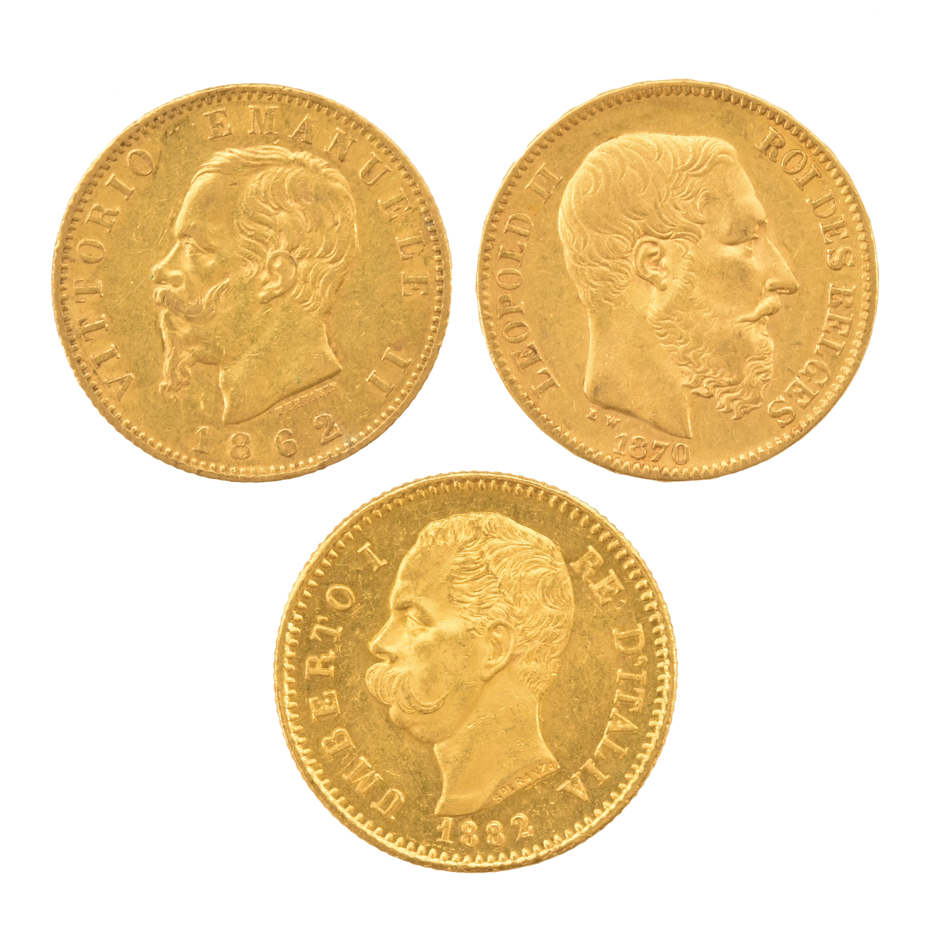 - A lot of three European gold coins