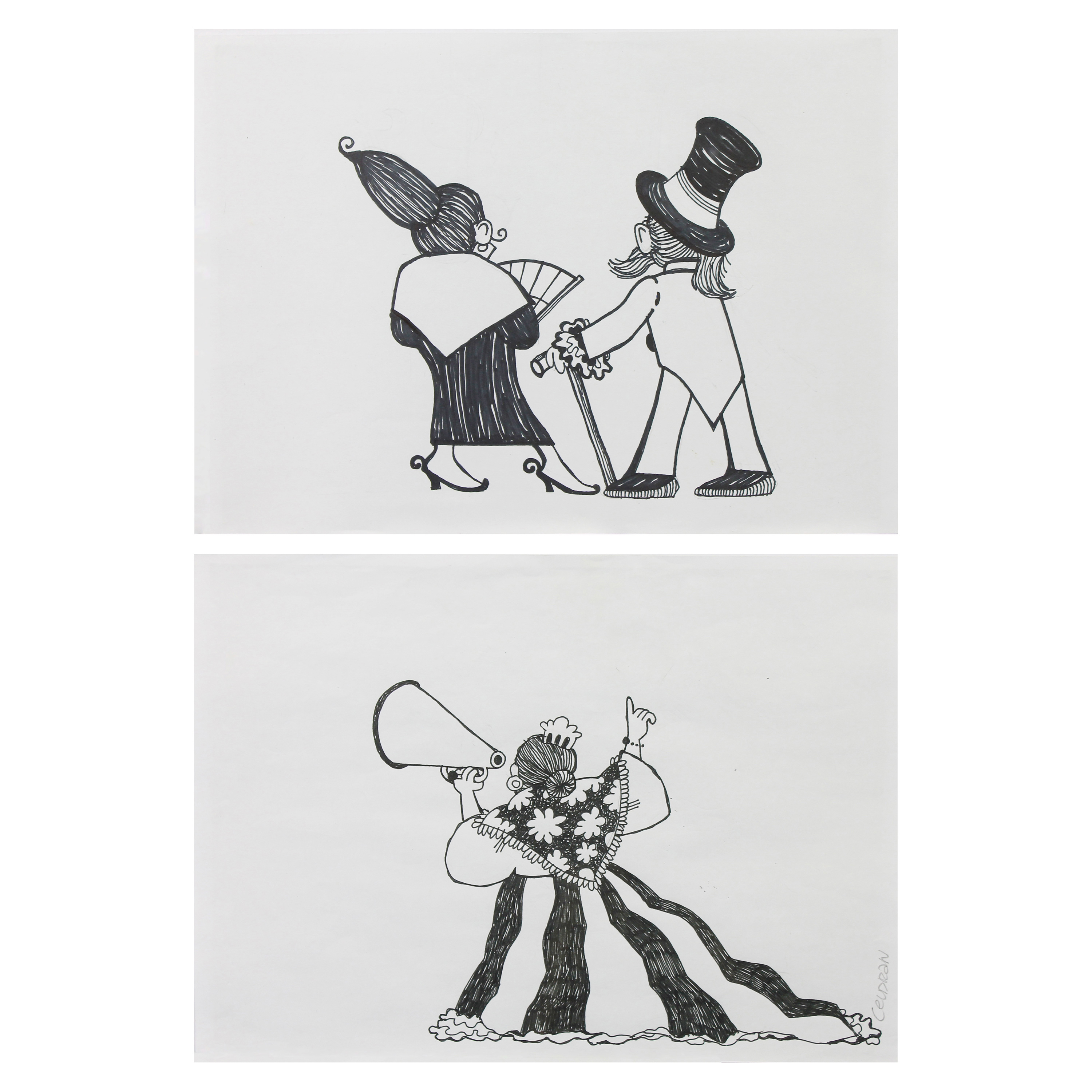 Carlos Celdran (1972 - 2019) - A pair of ink sketches