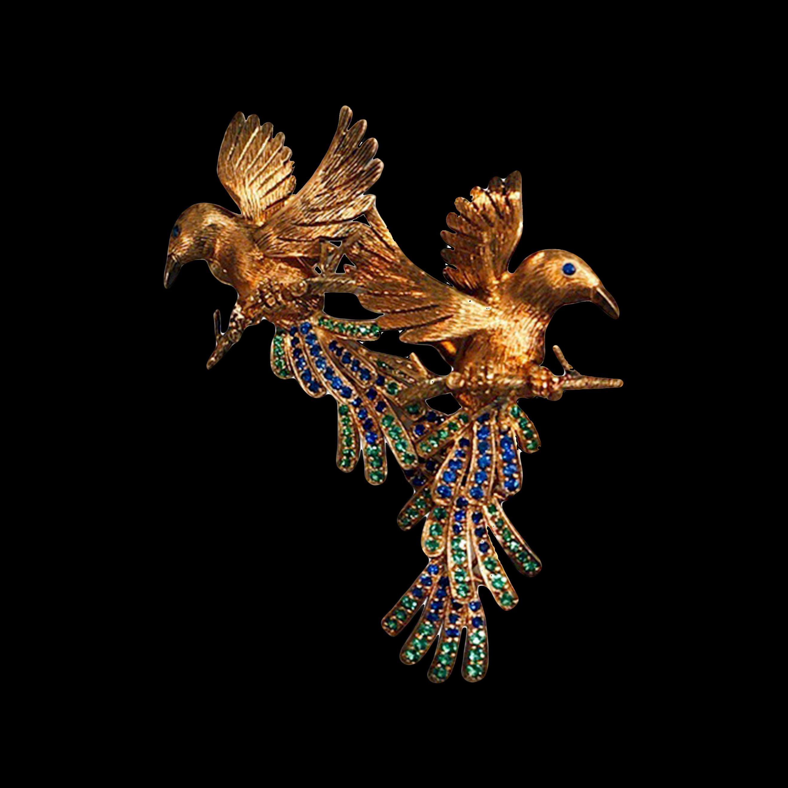 Tim Tam Ong - A pair of gold-dipped (vermeil) silver 'winged creature ...