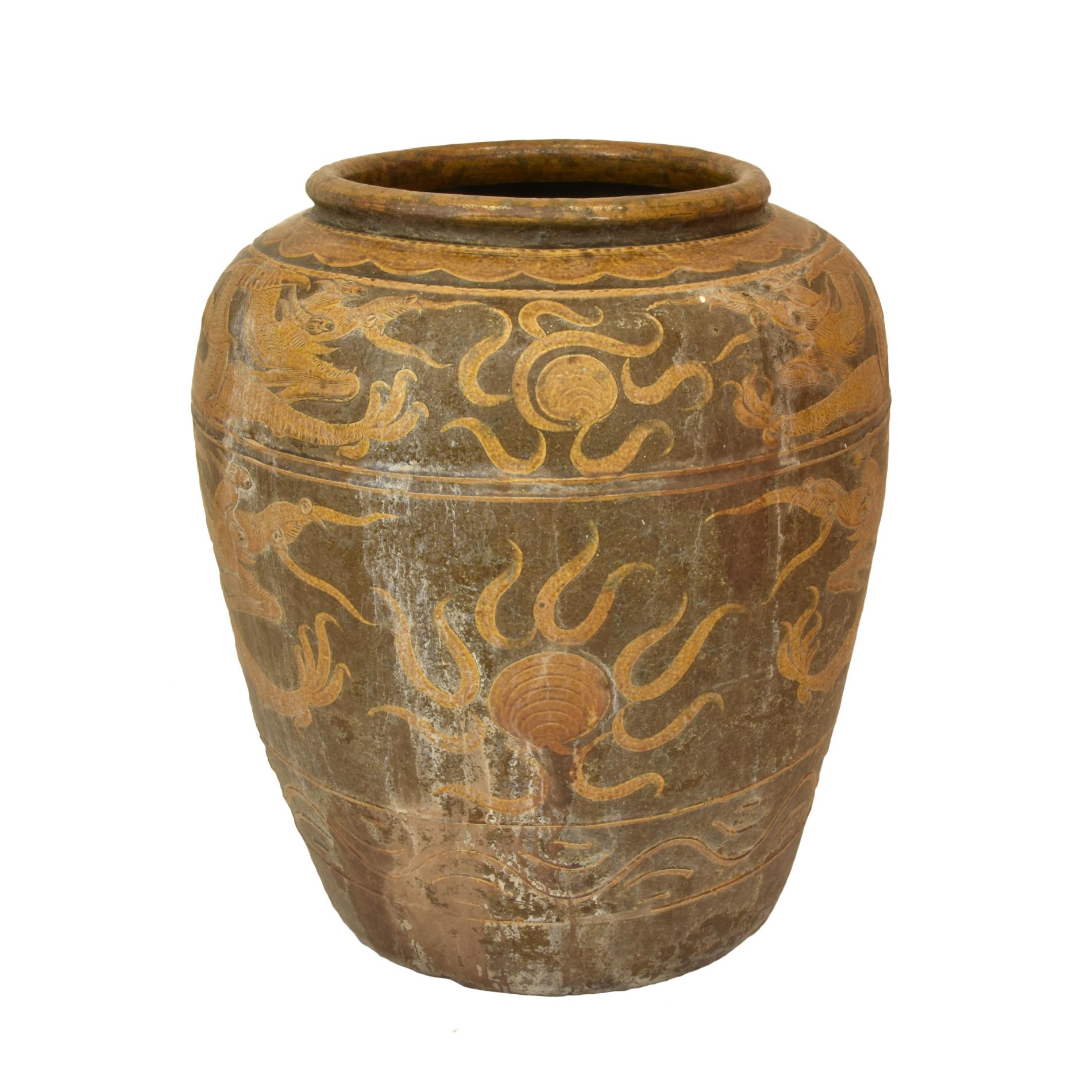 - A large Martaban jar with dragon design