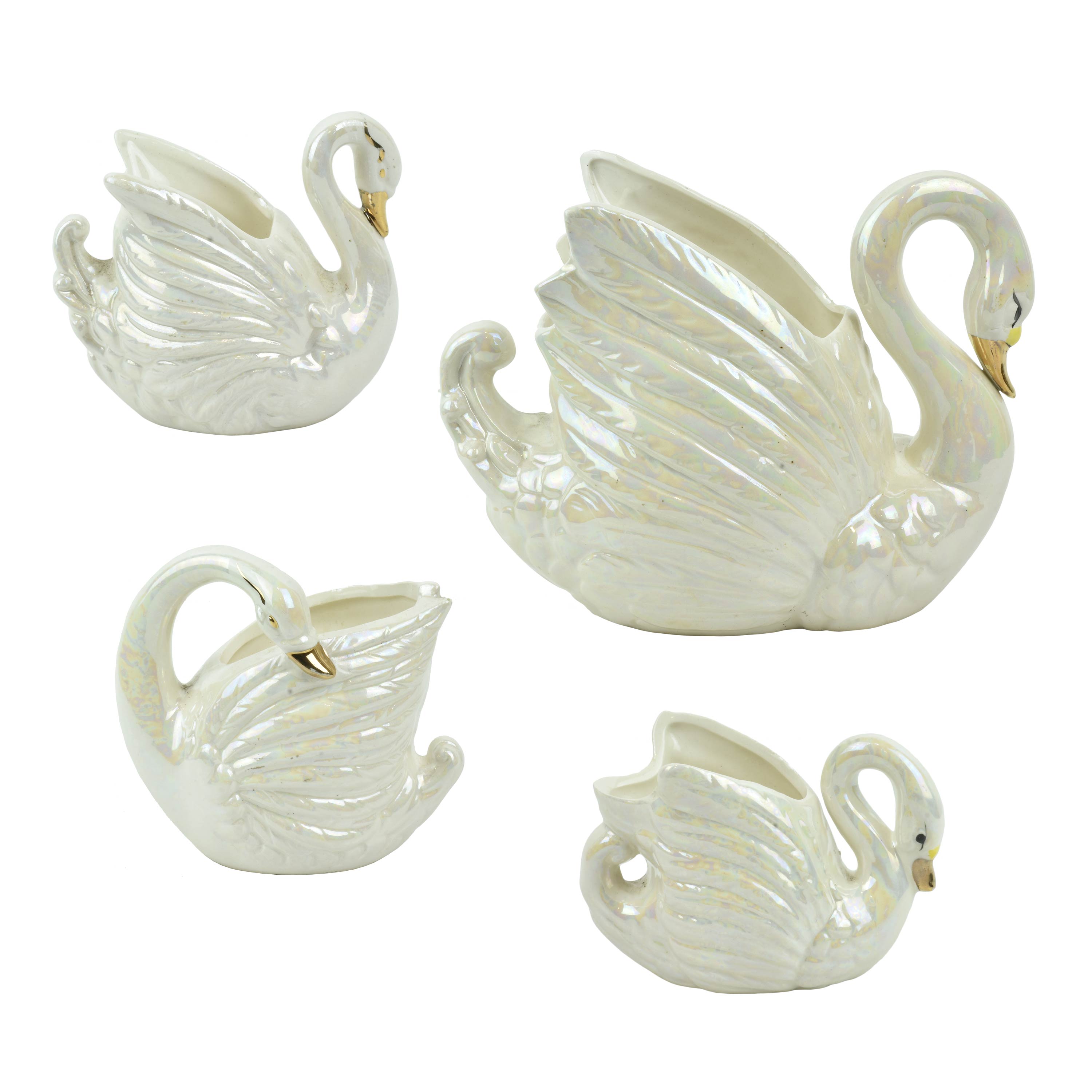 - A set of porcelain swan set