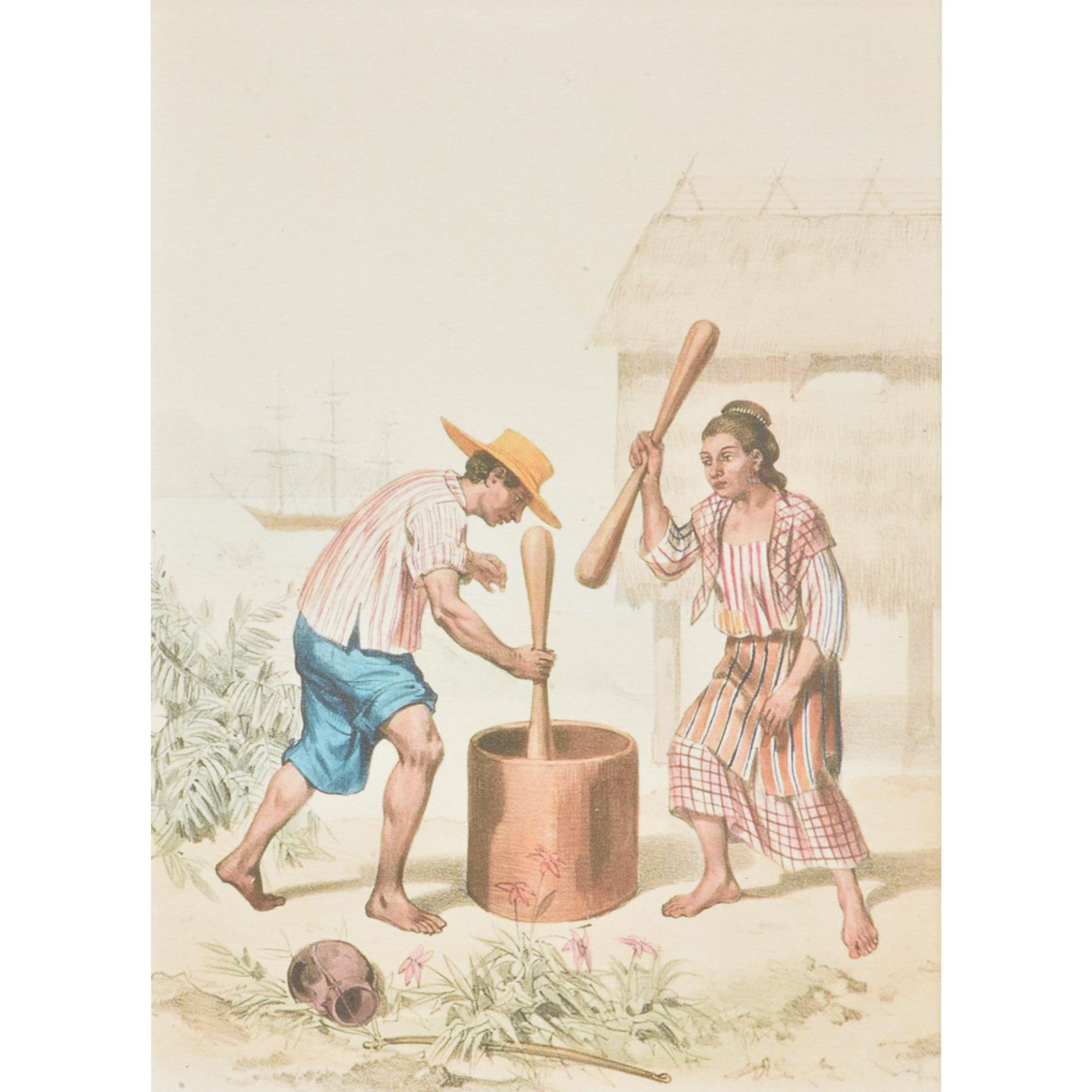 Jean Mallat (1808 - 1863) - Indiens Tagales pilant du riz (Tagalog ...