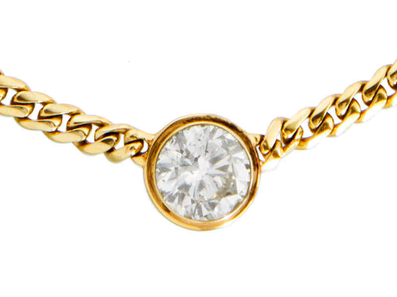 An impressive diamond solitaire chain link collar necklace, the diamond ...