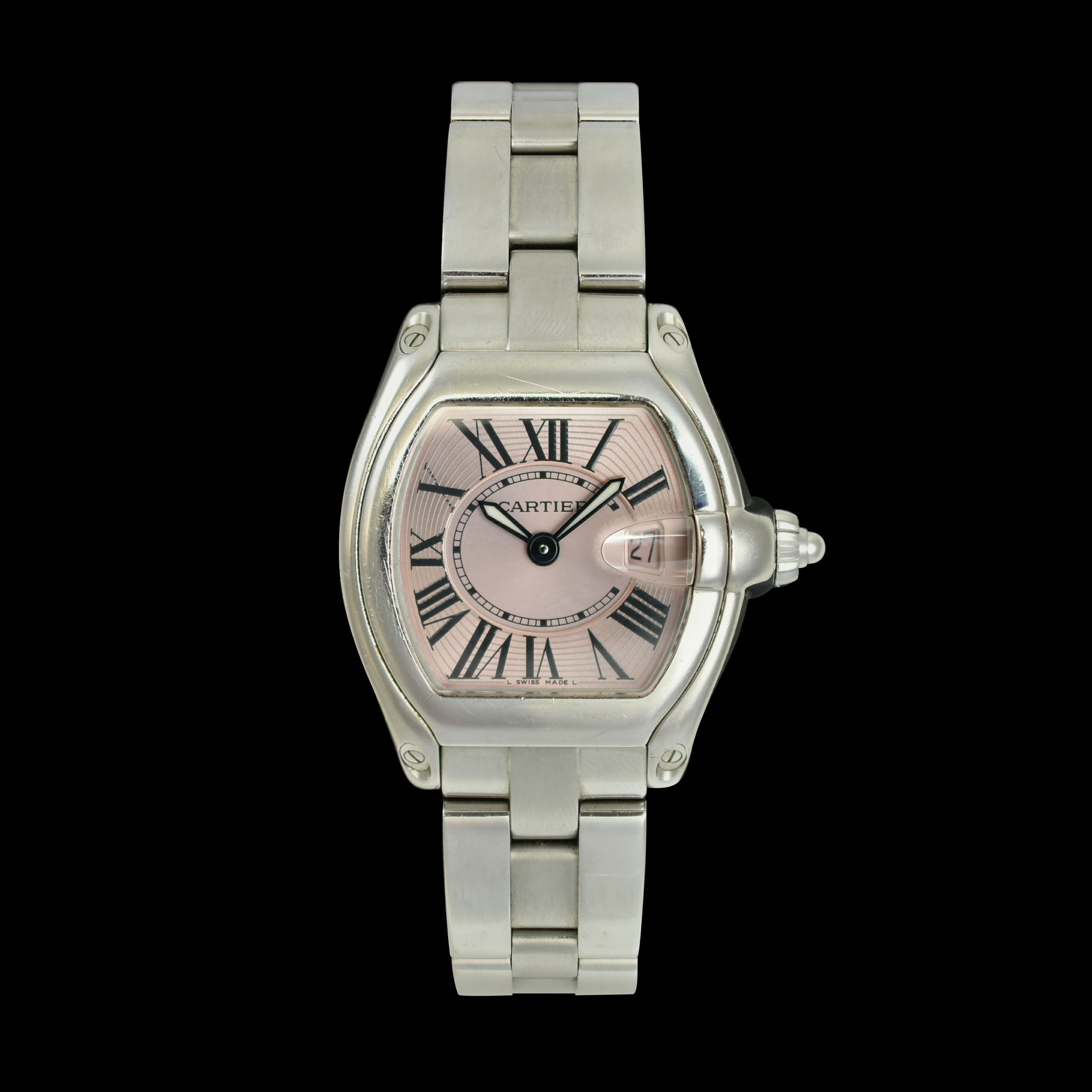 Cartier - Roadster, a stainless steel tonneau-shaped wristwatch with ...