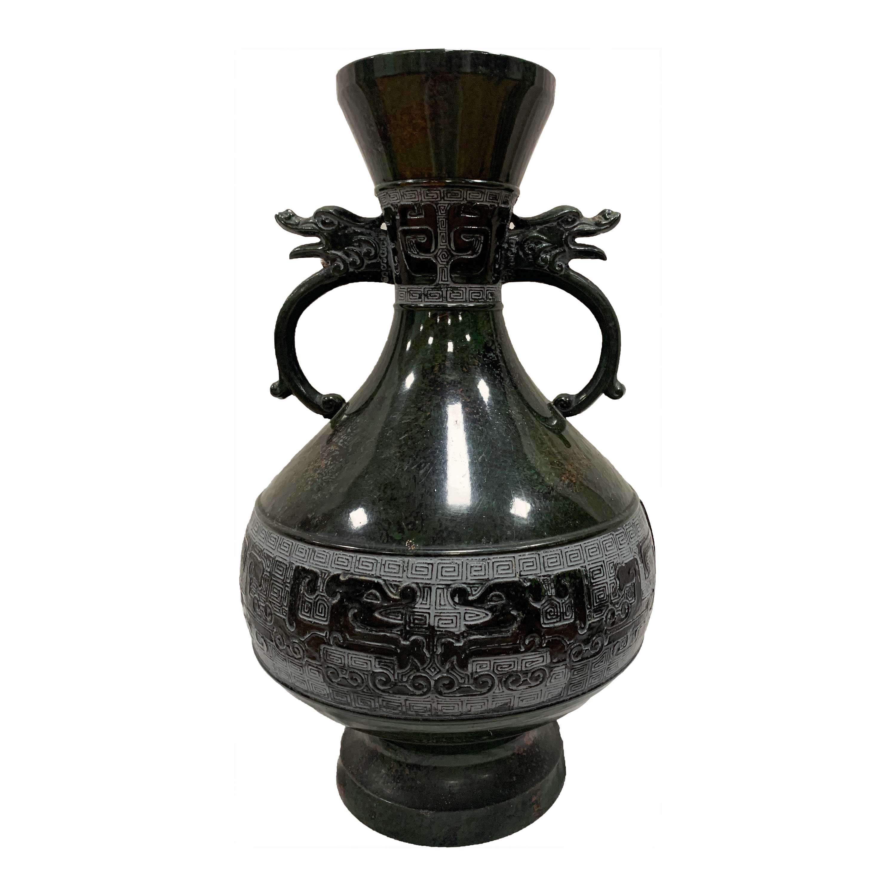 - Vintage green and white copper Japanese vase