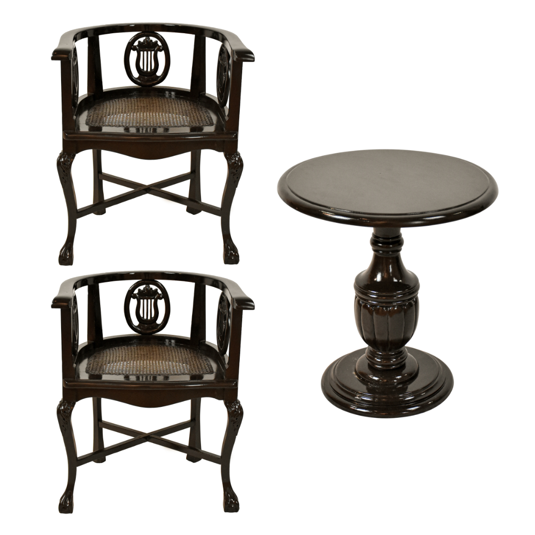 - A set of 2 late Victorian style tub chairs and side table by La Moda ...