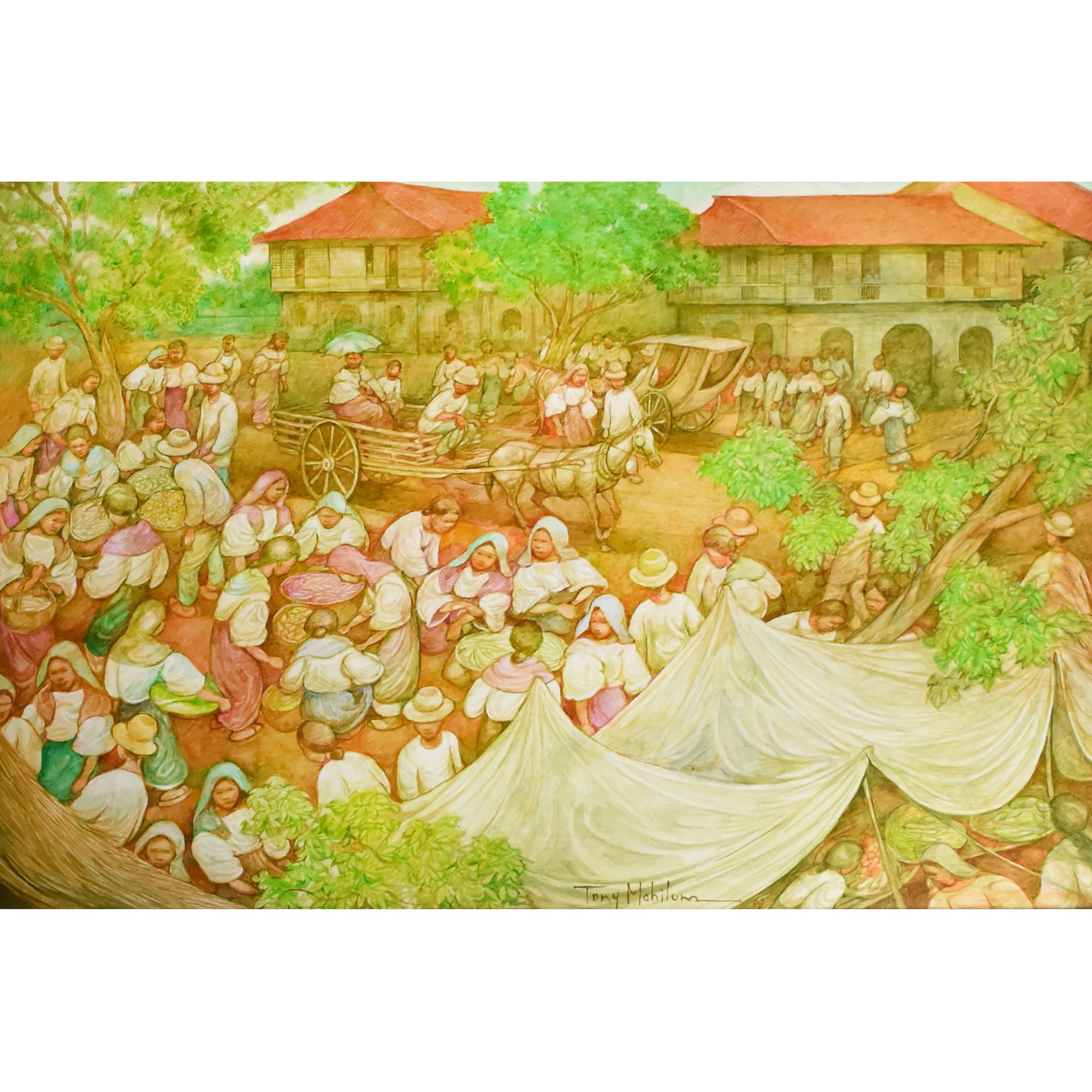 Antonio Mahilum (b. 1948) - Market Scene