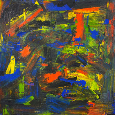 Norberto Carating (b. 1948) - Black and Blue with Orange