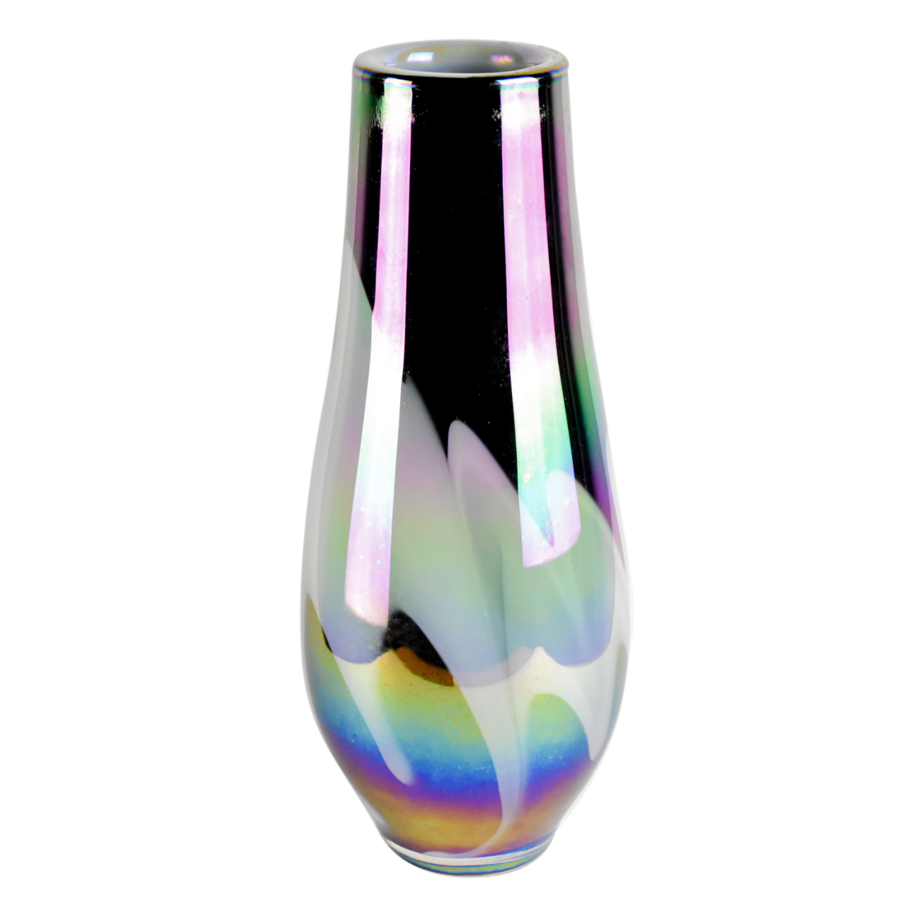 - A pearlized Murano vase