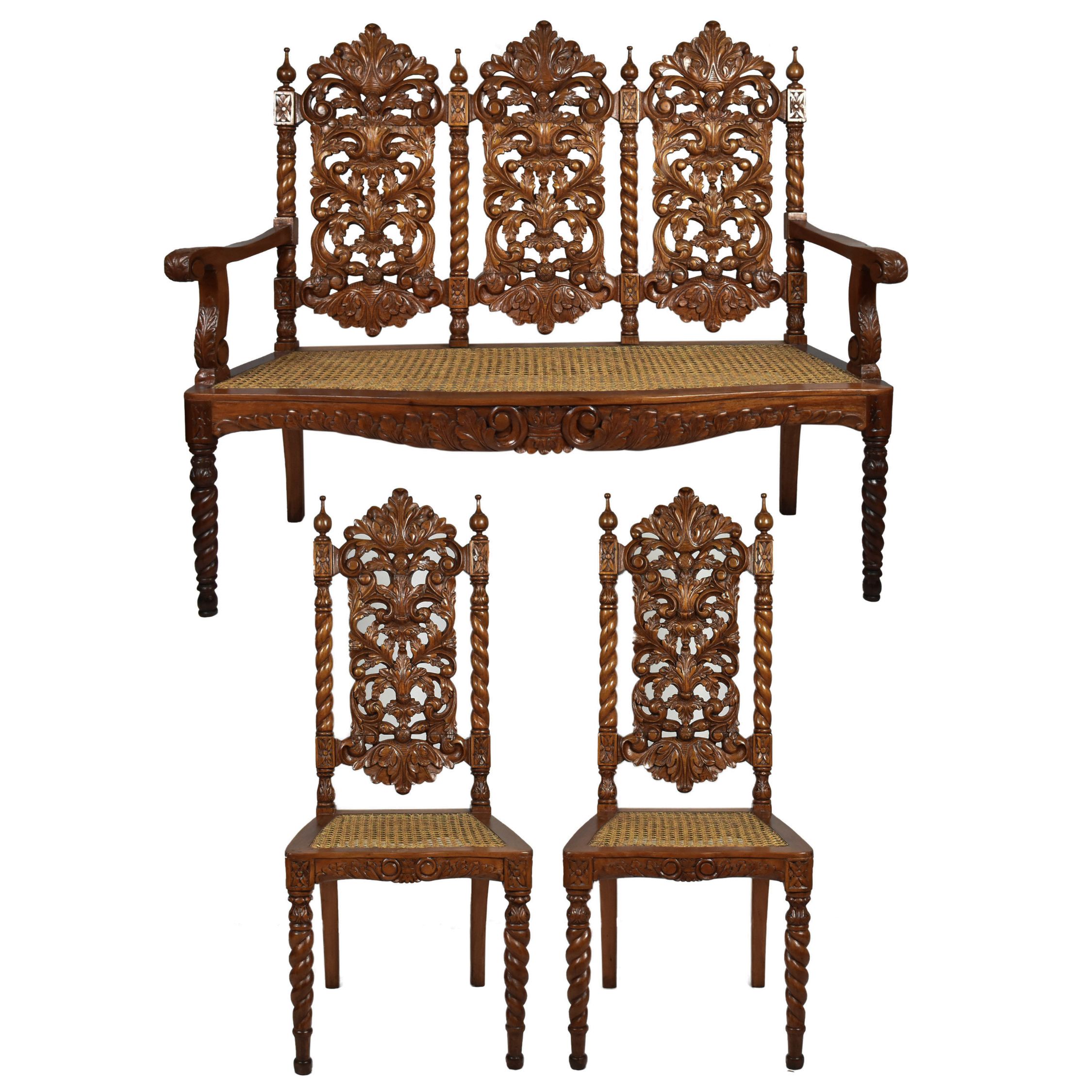 - A set of settee and 2 side chairs by Nuguid Furniture