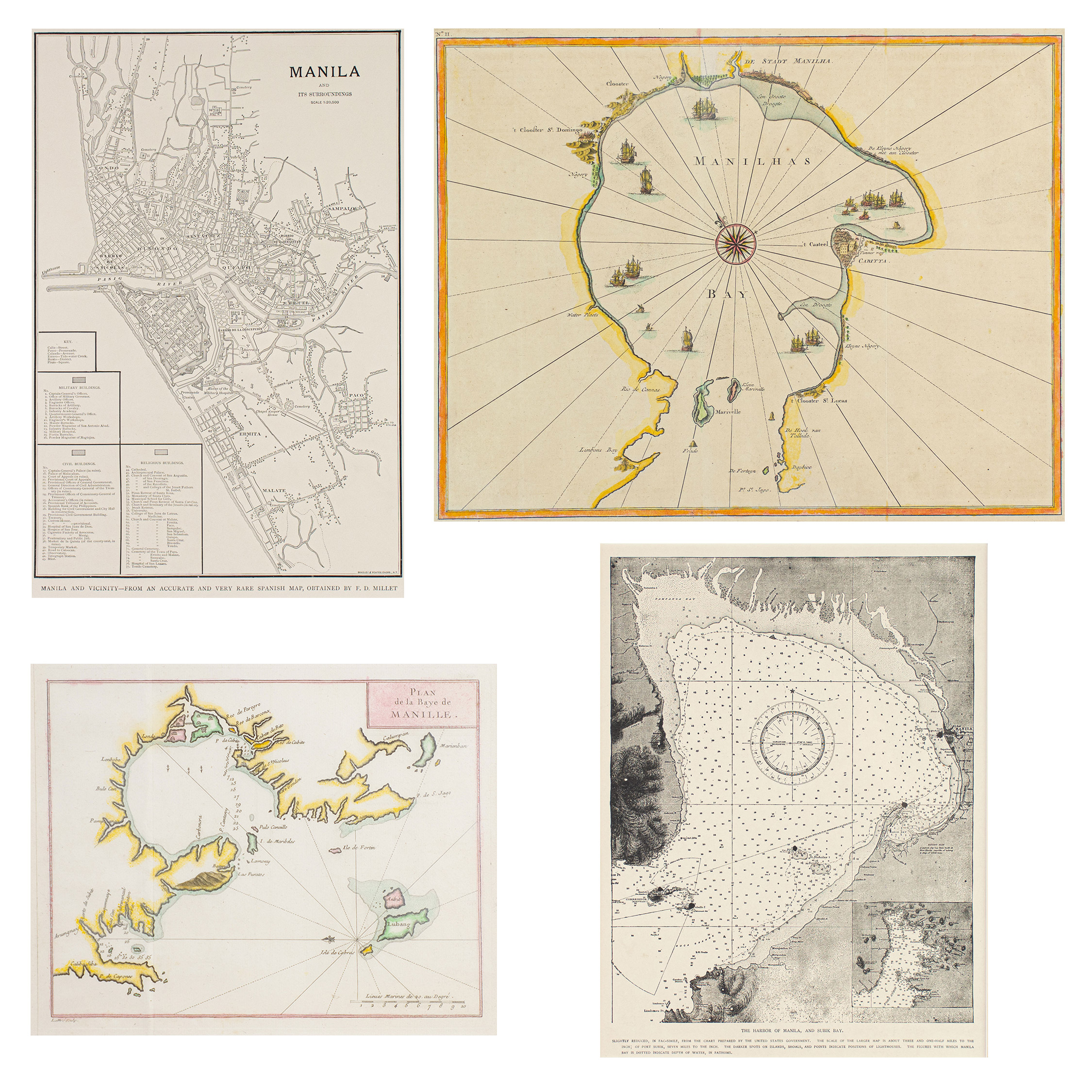 - A lot of 4 18th and 19th century maps and sea charts of Manila and ...