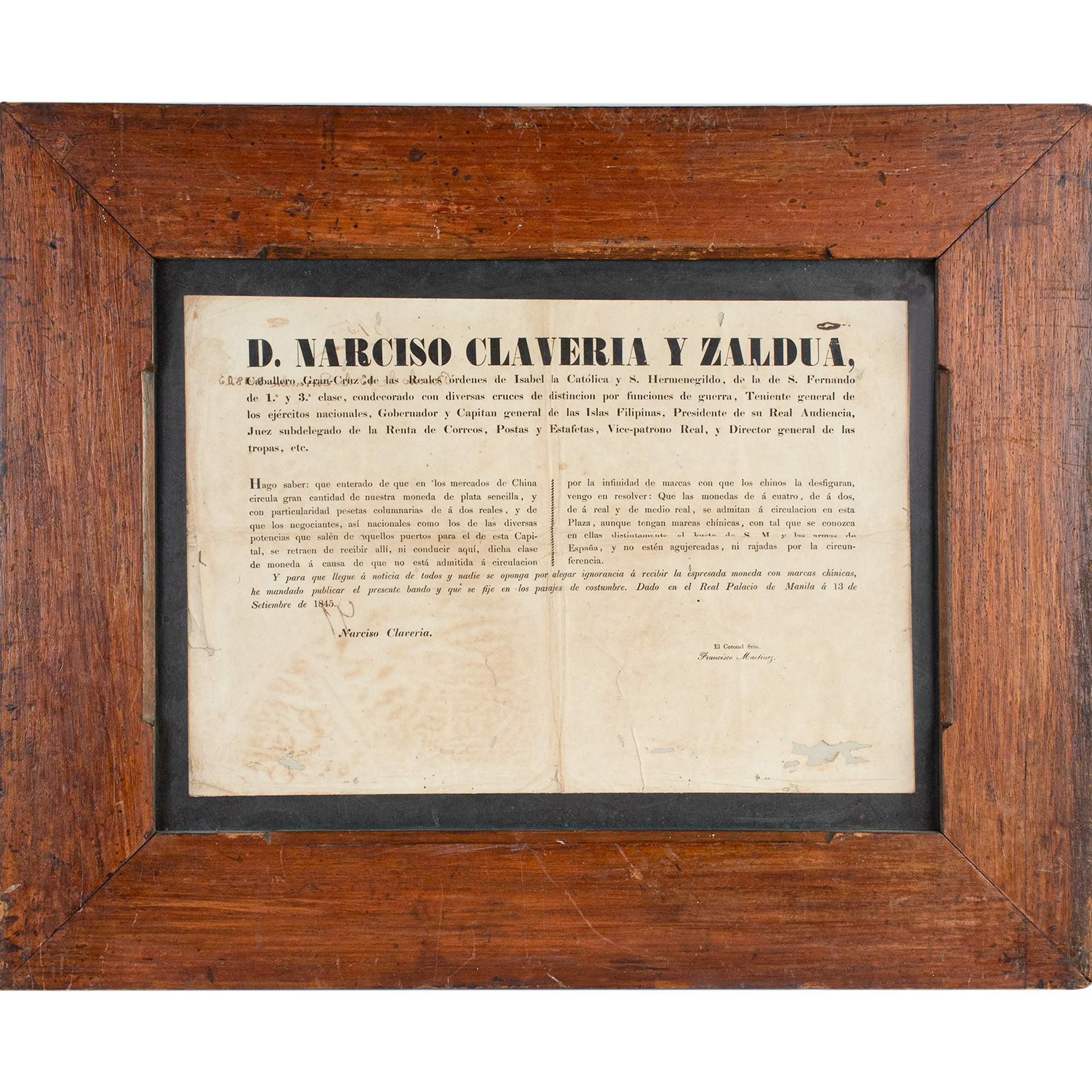 - Governor General Narciso Claveria Royal Order