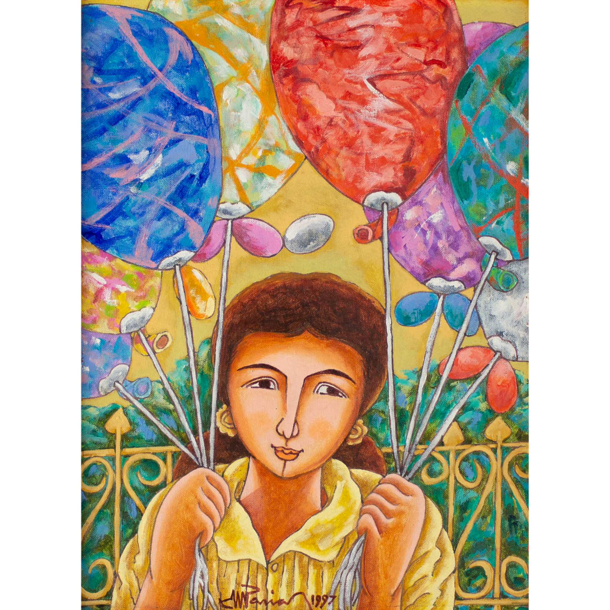 Mario Parial (1944 - 2013) - Lady with Balloons