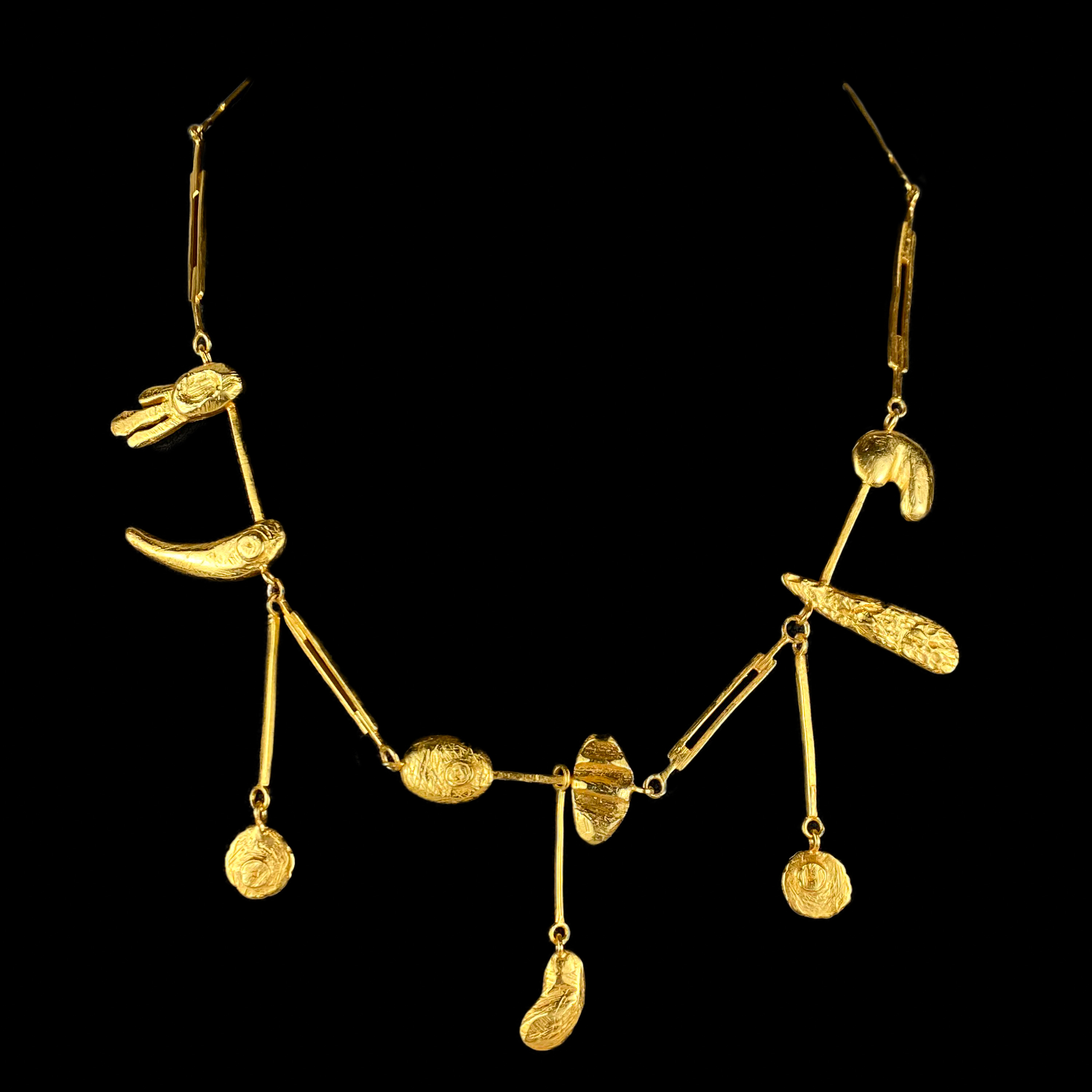 A Casted Sterling Silver Hand-Shaped Chain, Gold Plated 24K Gold ...