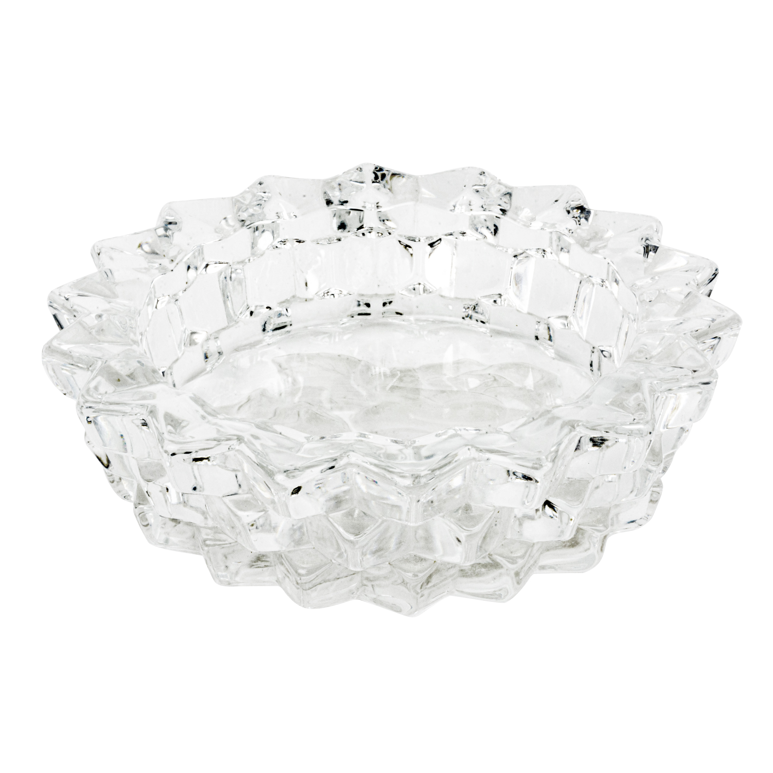 A Frosted Rose Pattern Crystal Etched Ashtray | Salcedo Auctions