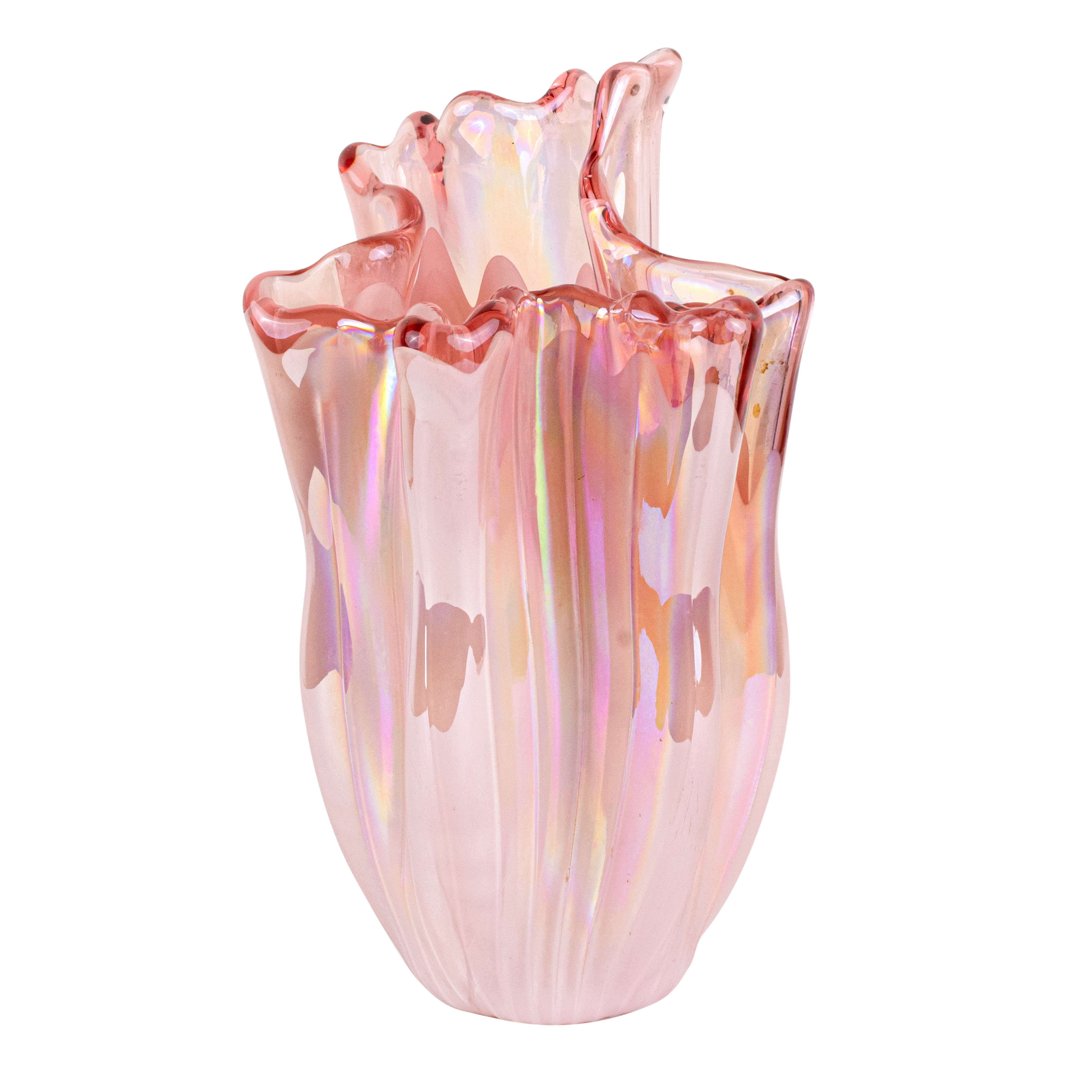 Kurata - A pink pearlized glass vase
