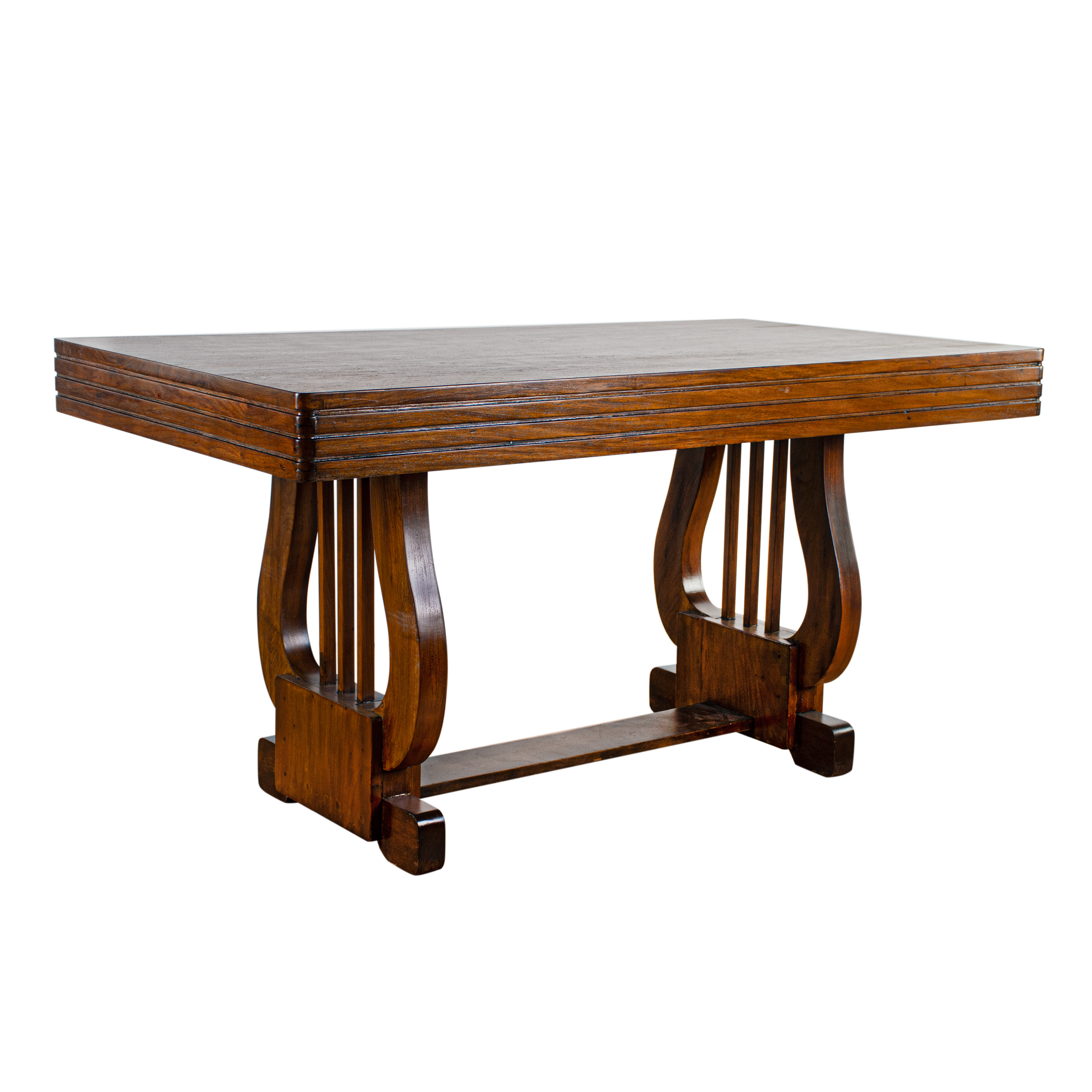 - A six-seater harp table with molded apron